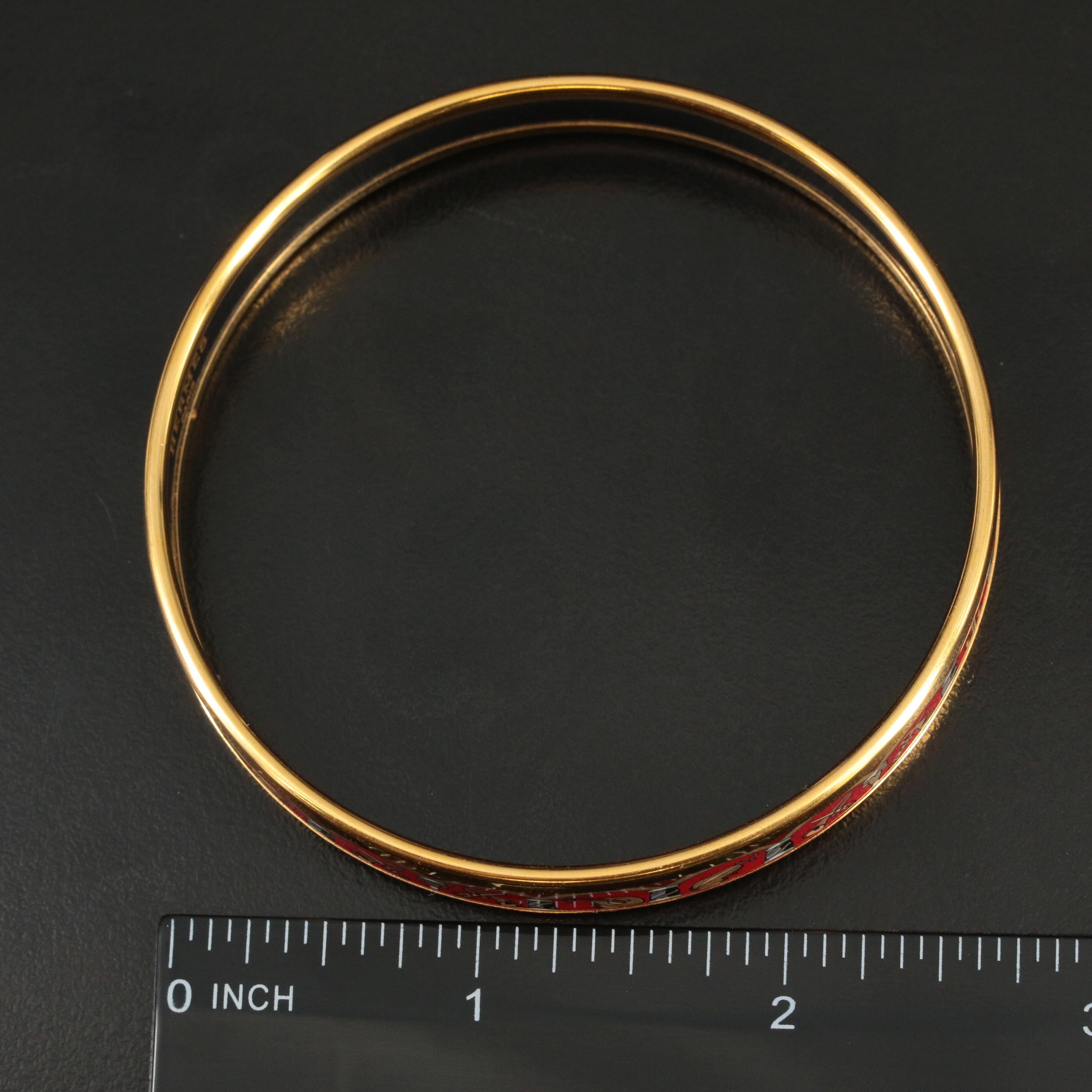 Hermès Musical Instruments Narrow Red Enamel Bangle | EBTH