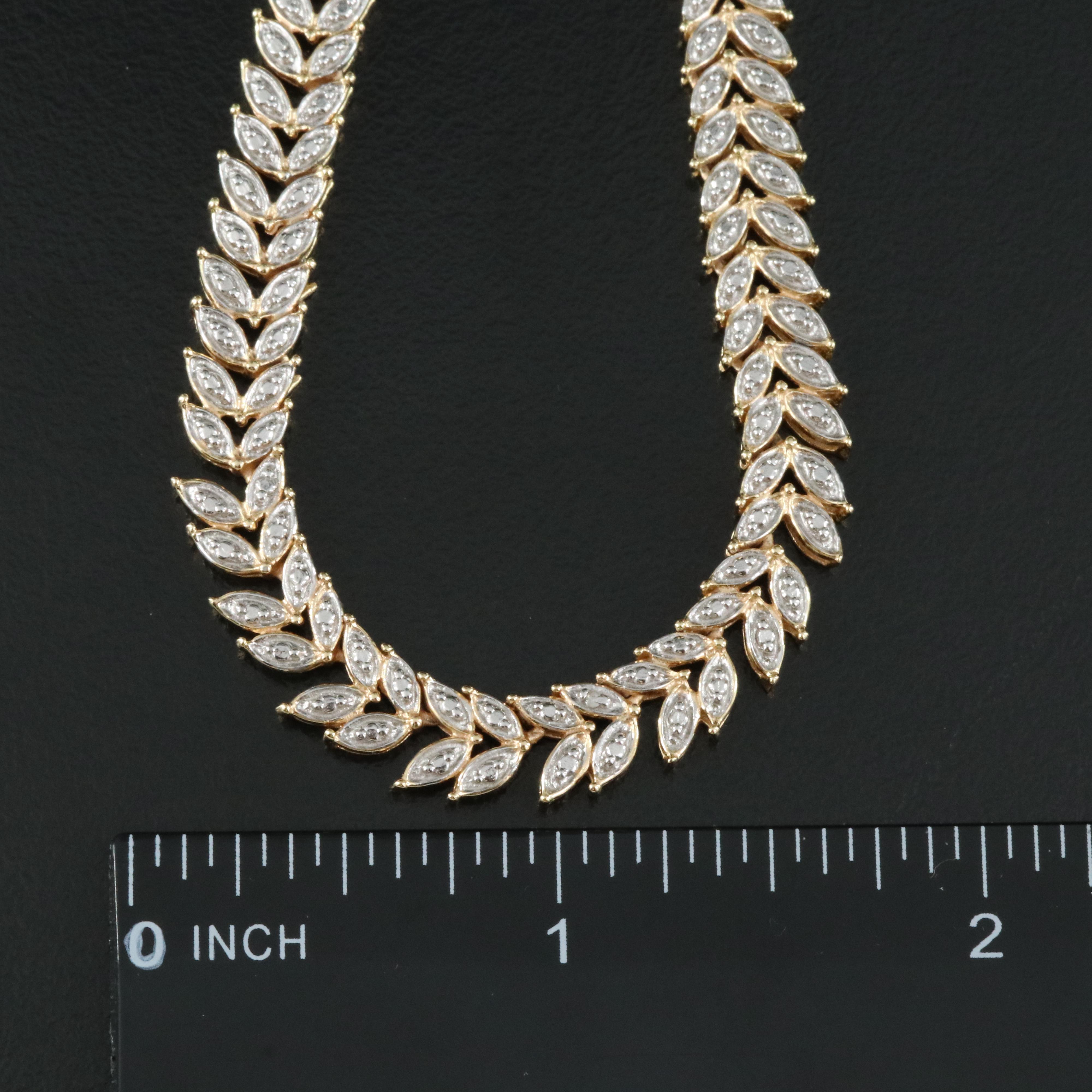 Sterling Chevron Link Necklace with Diamond Accent | EBTH