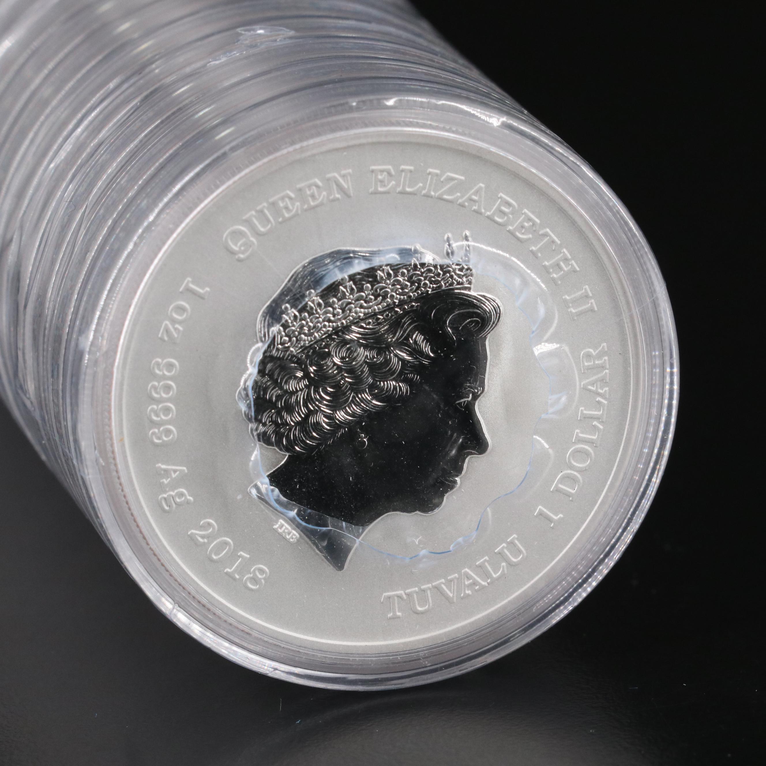 Roll of Twenty 2018 Tuvalu 1-Oz. Fine Silver Deadpool Coins ...