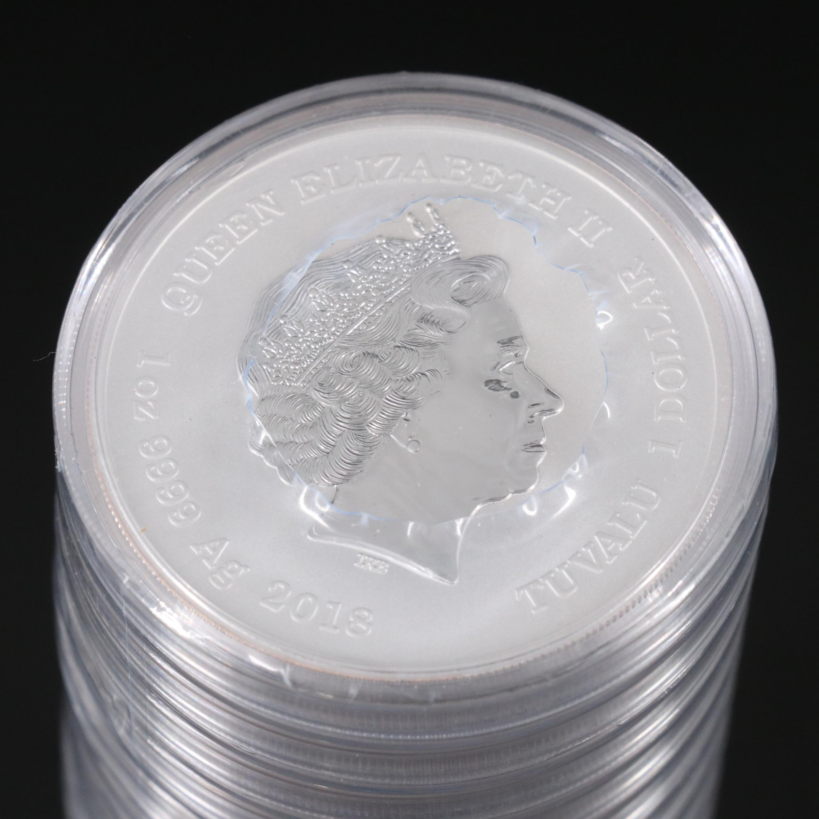 Roll of Twenty 2018 Tuvalu 1-Oz. Fine Silver Deadpool Coins ...