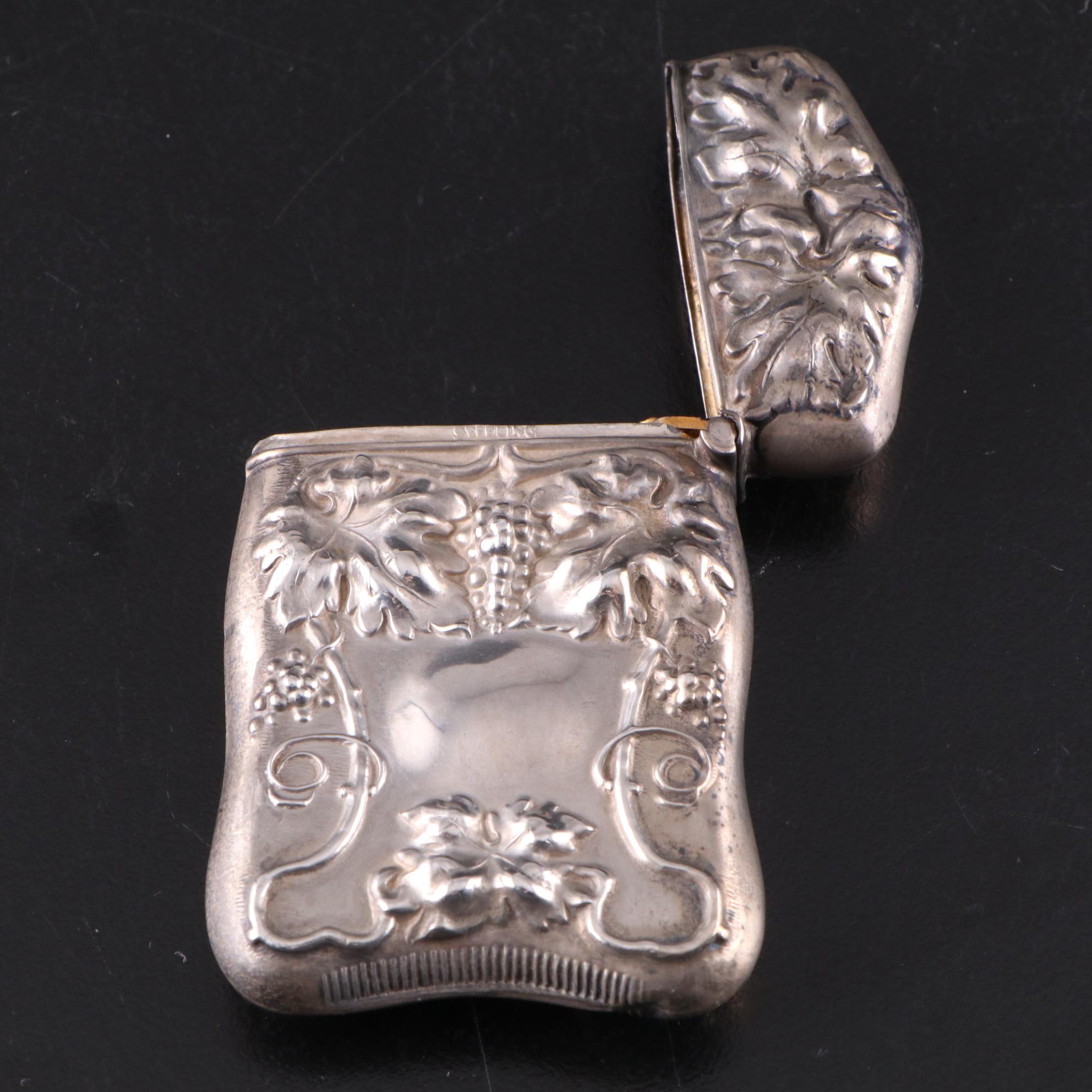 Art Nouveau Style Sterling Silver and Silver Plate Match Safes ...