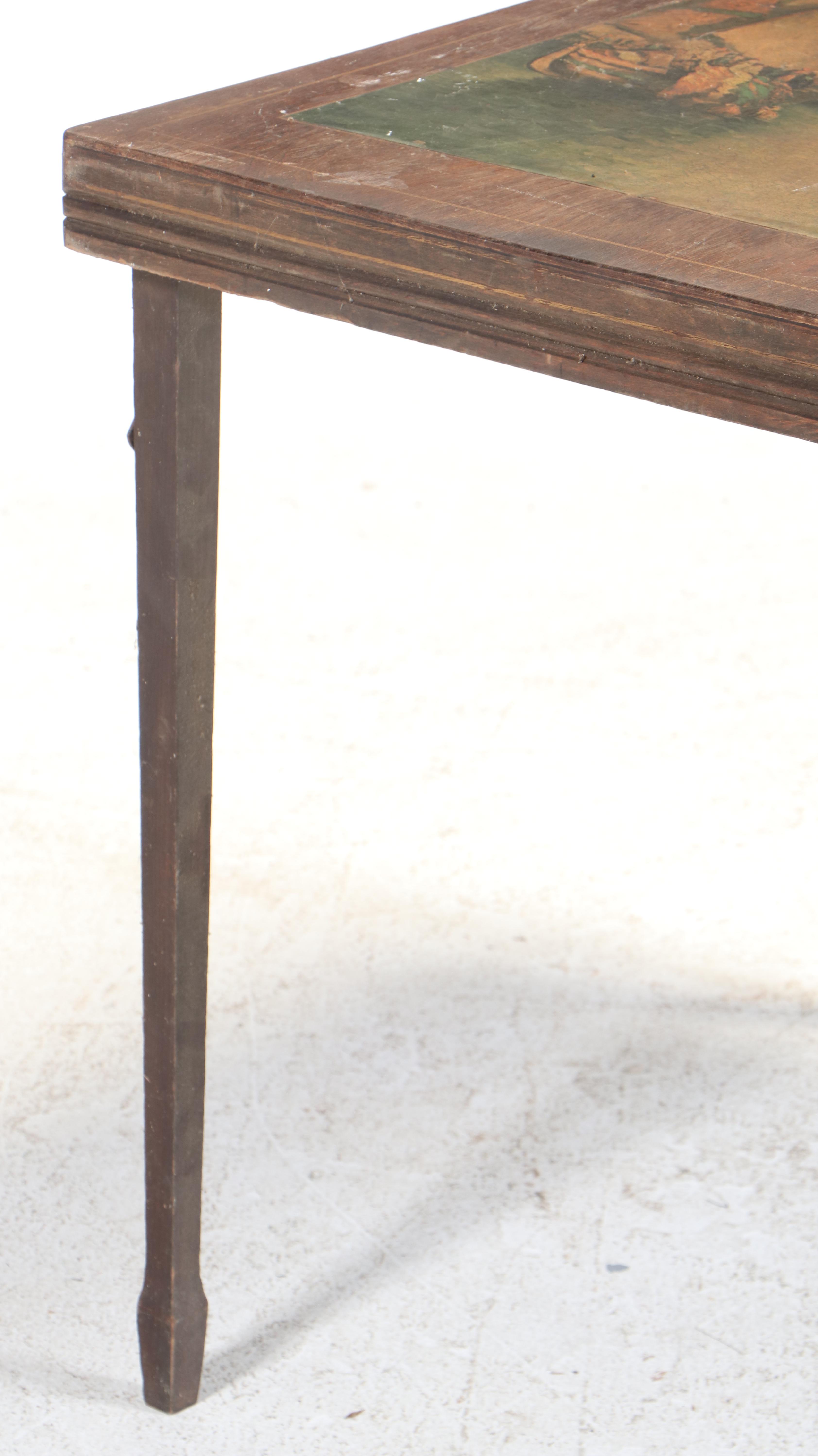 Wooden Folding Card Table with Venetian Canal Scene, Mid-20th Century ...