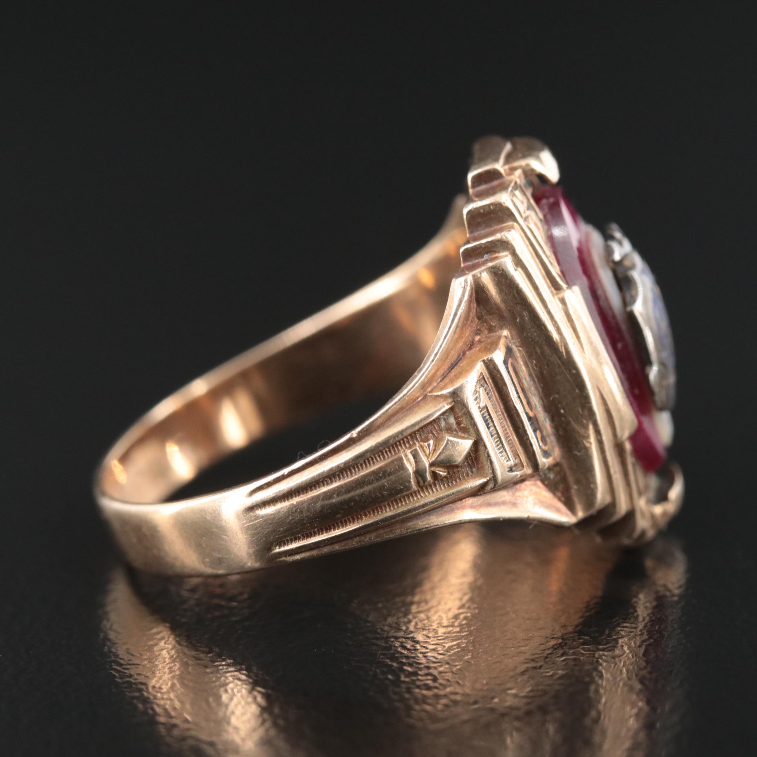 10K Ruby, Mother-Of-Pearl and Enamel Class Ring with Box | EBTH