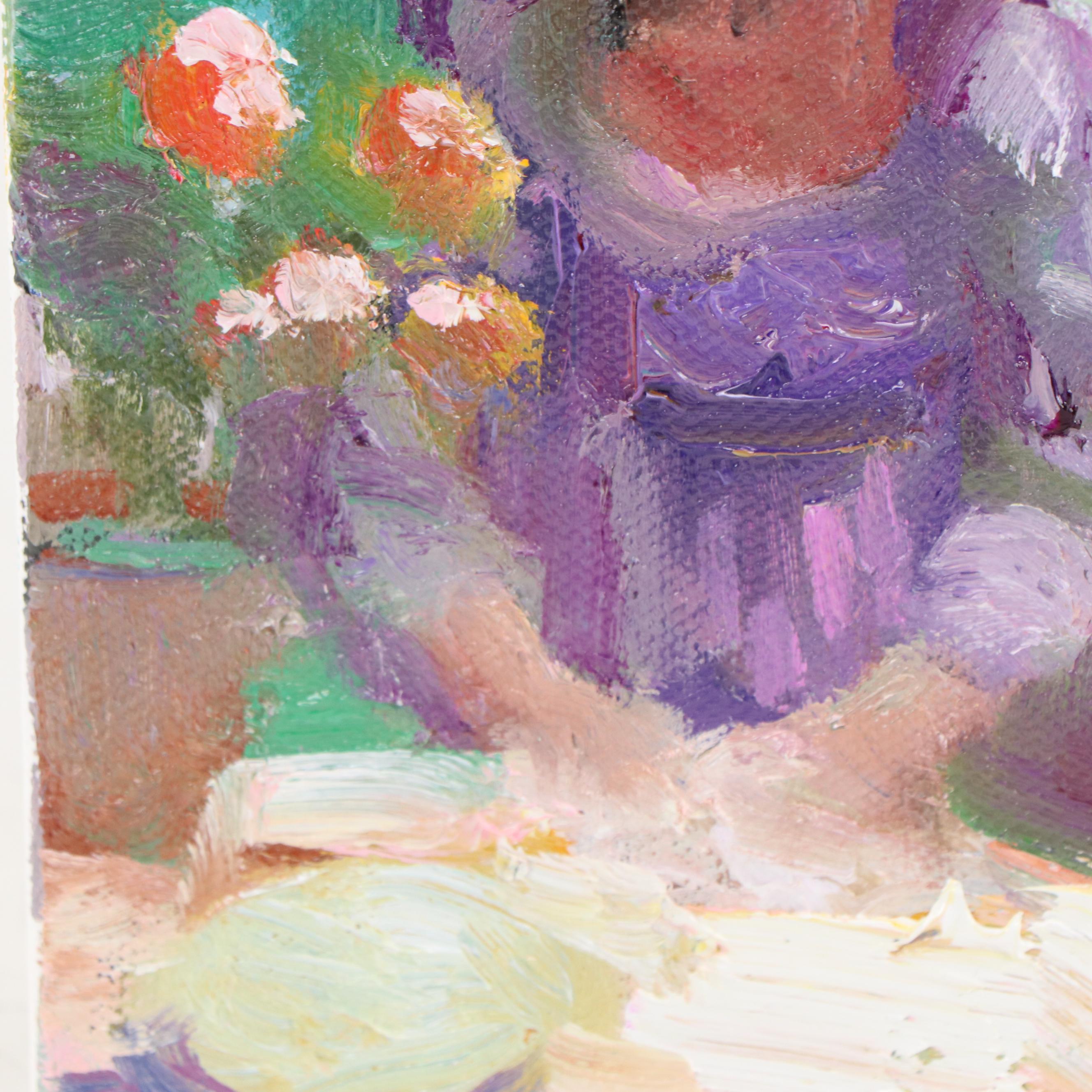 Sally Rosenbaum Oil Painting of Seated Figure, 21st Century | EBTH