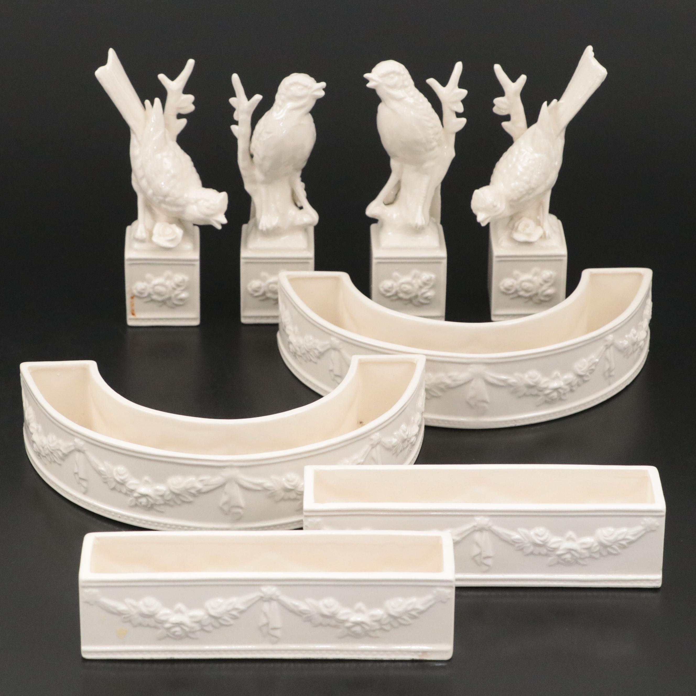 Japanese Bisque Porcelain Bird Figurine Centerpiece Planter | EBTH