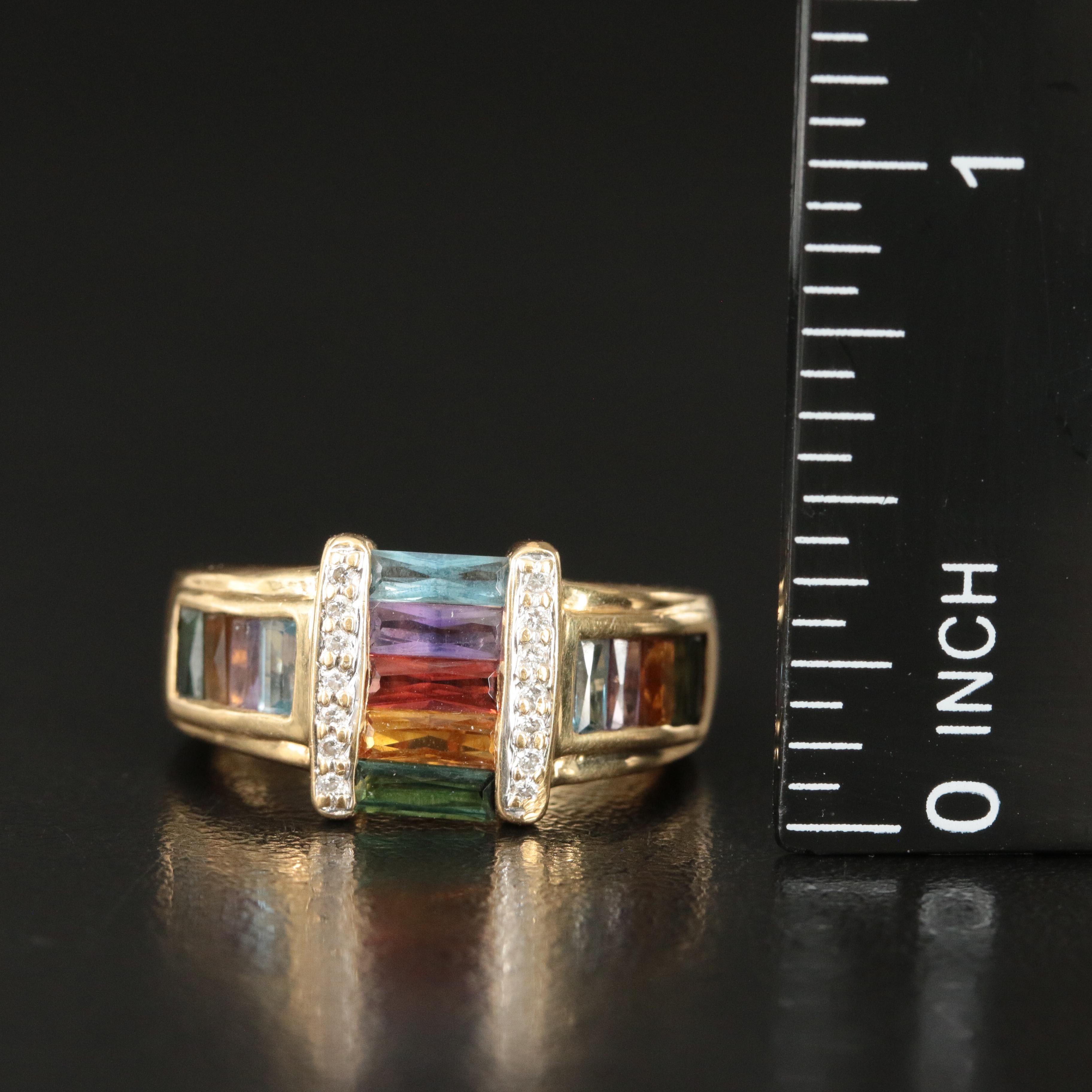 Bellarri 18K Multi Gemstone Ring with Diamond Accents | EBTH