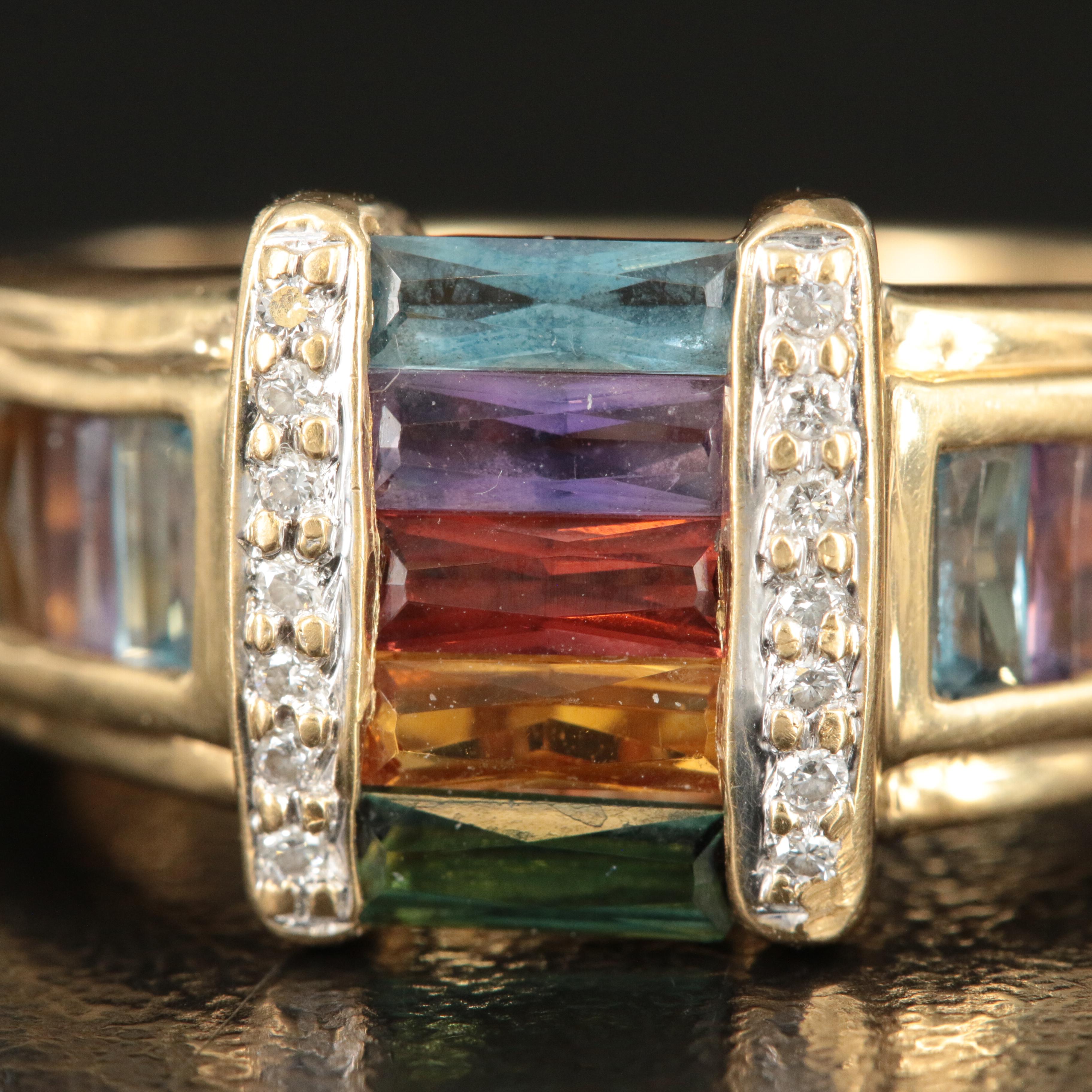 Bellarri 18K Multi Gemstone Ring with Diamond Accents | EBTH
