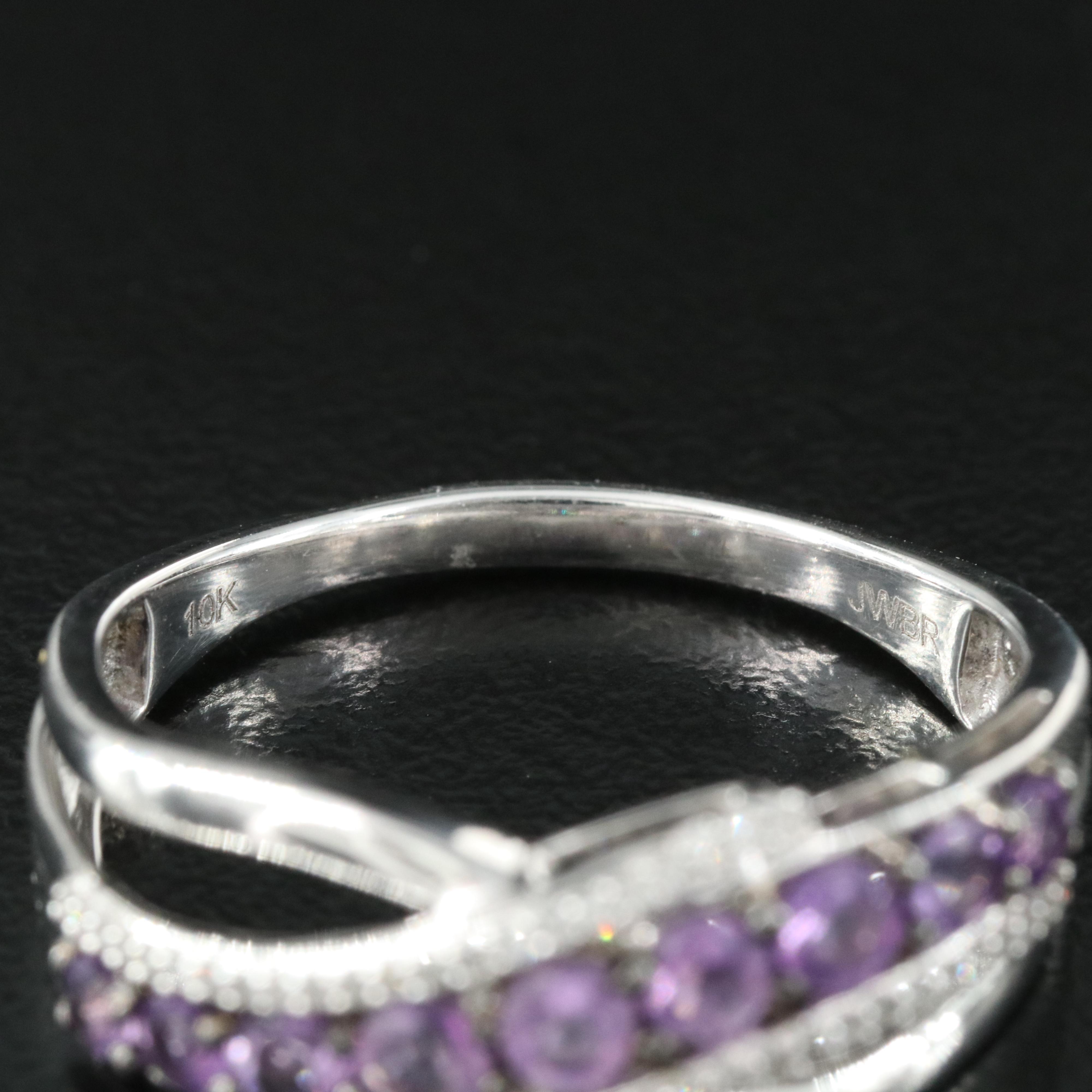 10K Amethyst and Diamond Crossover Ring | EBTH