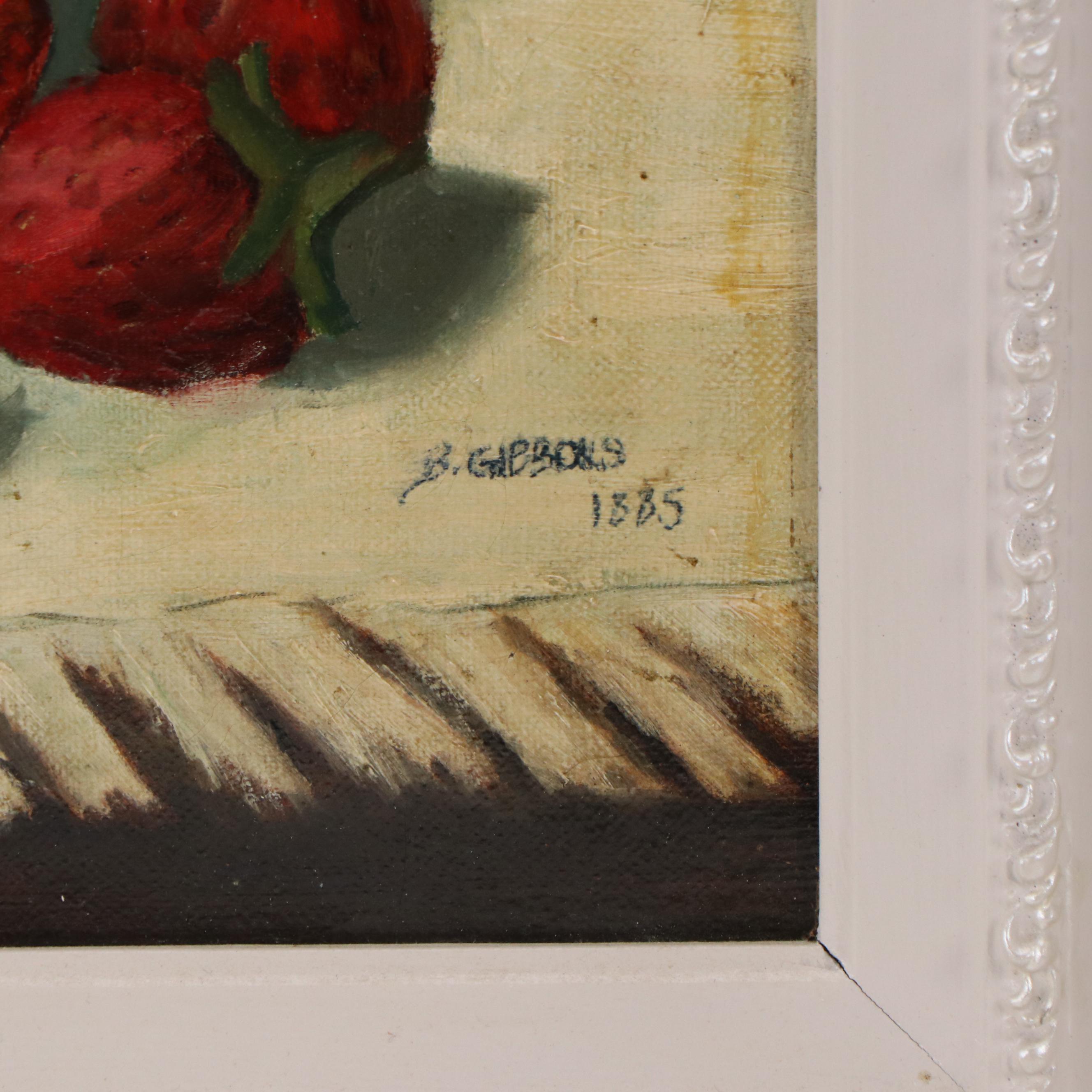 Victorian Still Life Oil Painting of Strawberries and Roses, 1885 | EBTH