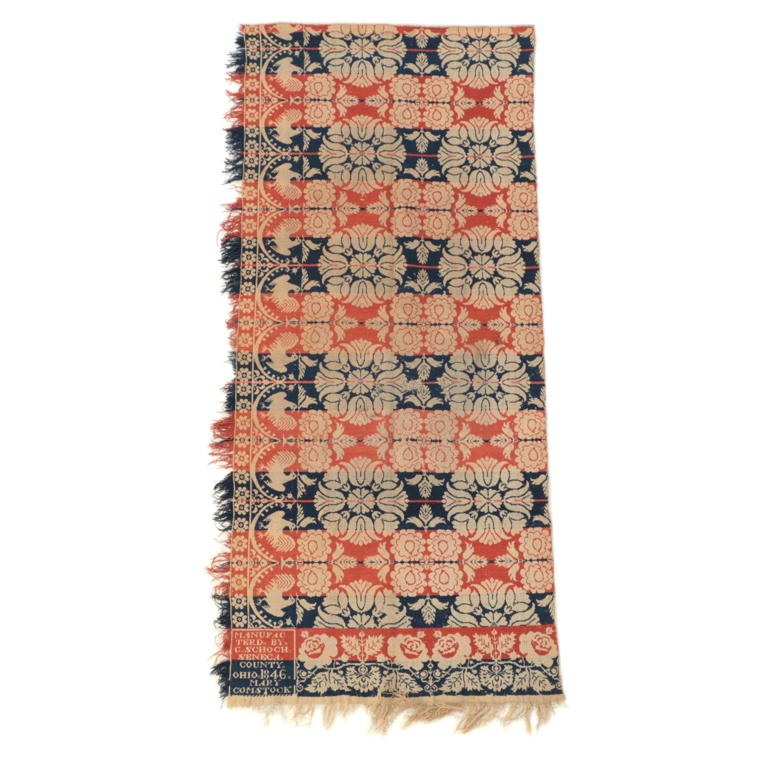 Charles Schock Ohio Seneca County Handwoven Figured & Fancy Coverlet ...