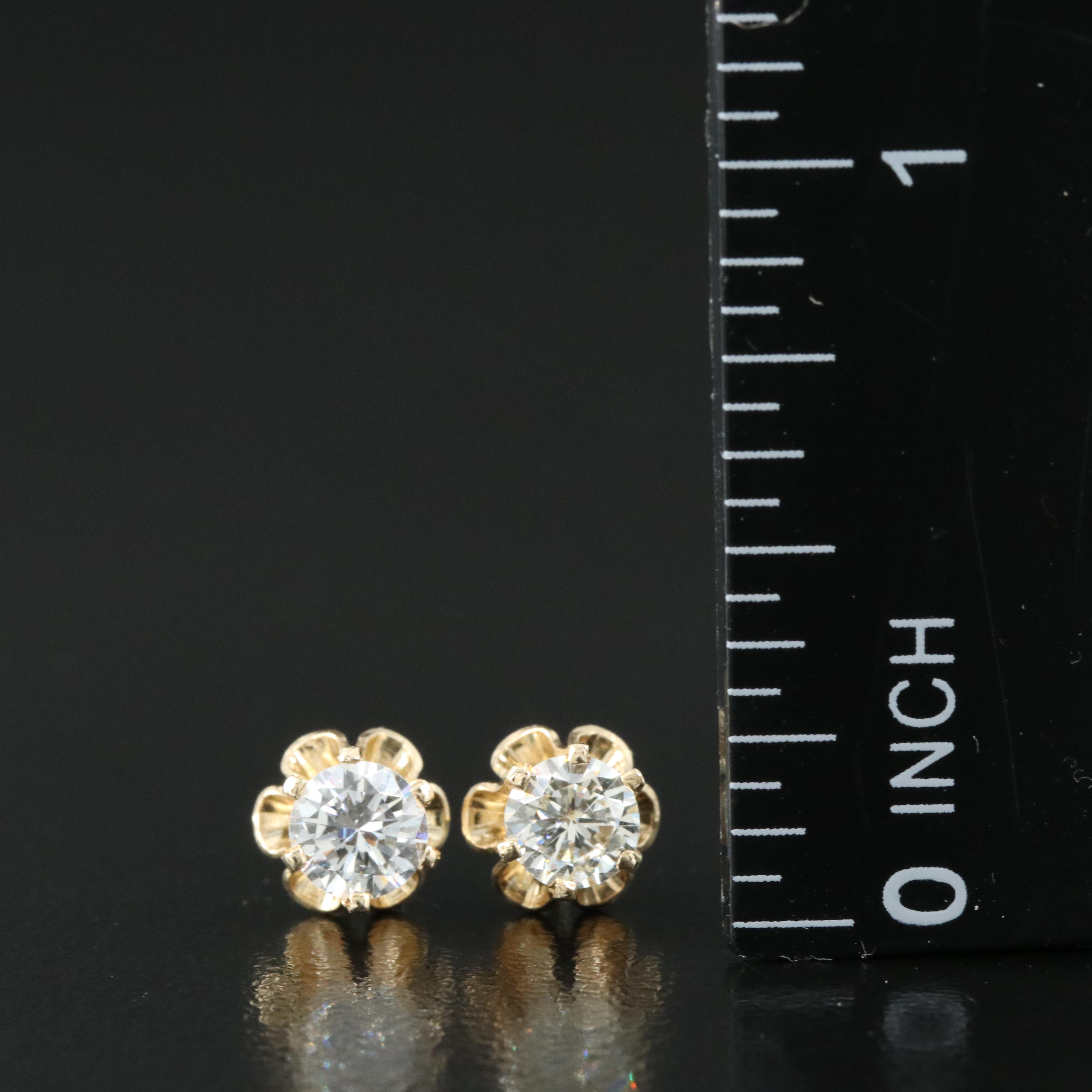 14K Buttercup-Set 0.74 CTW Diamond Stud Earrings | EBTH