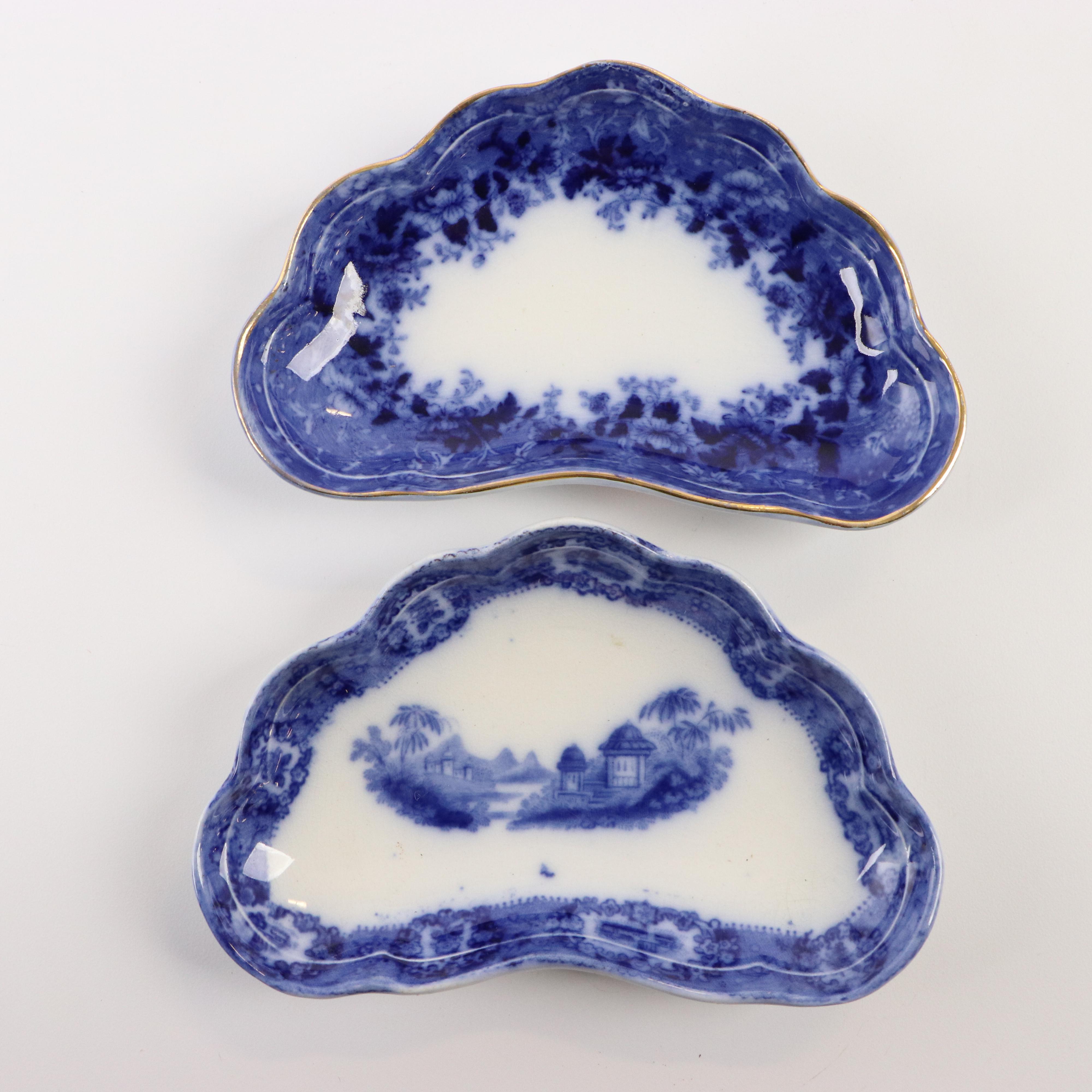 Wheeling Pottery "La Belle", Bourne & Leigh Flow Blue Bone Dishes and ...