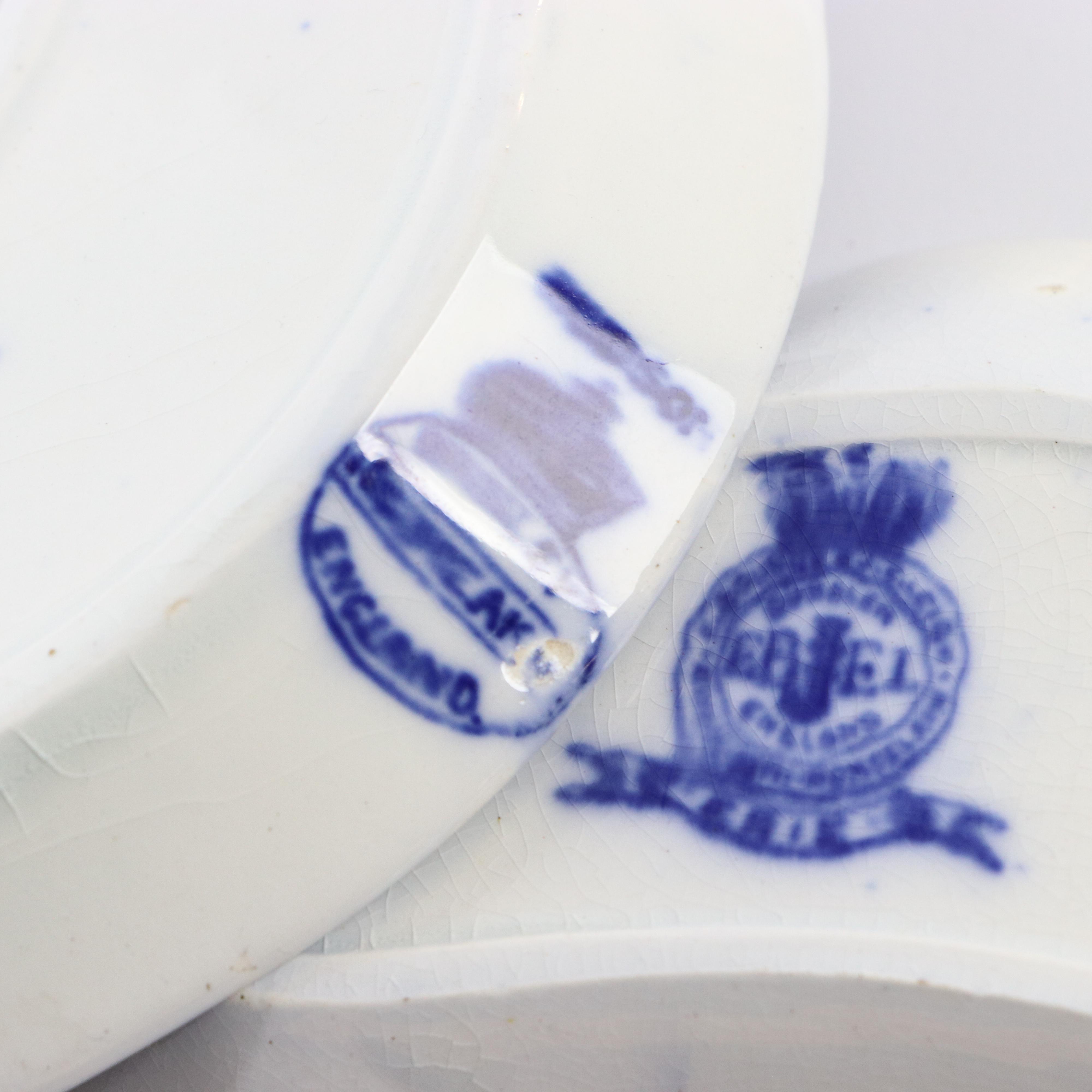 Wheeling Pottery "La Belle", Bourne & Leigh Flow Blue Bone Dishes and ...