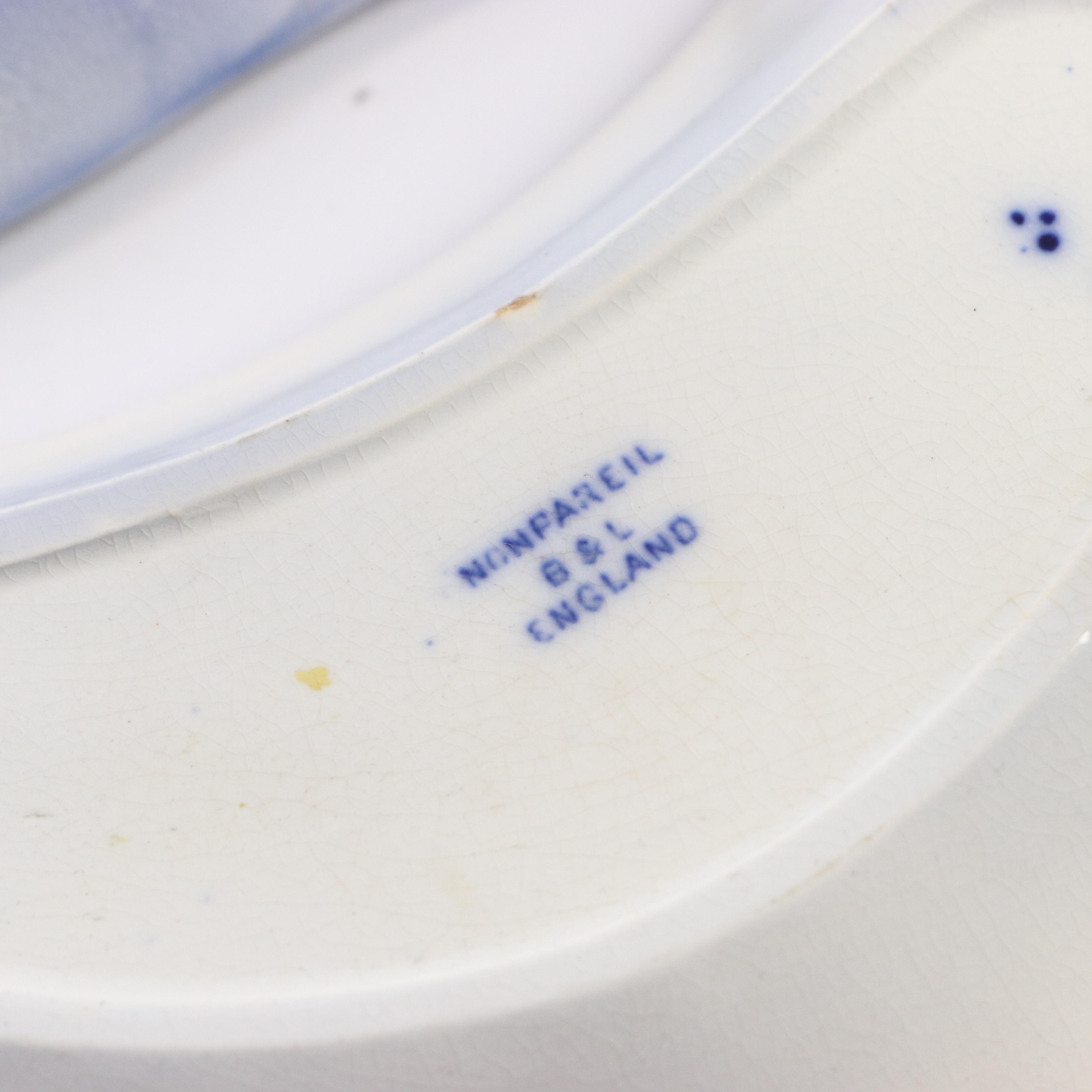 Wheeling Pottery "La Belle", Bourne & Leigh Flow Blue Bone Dishes and ...