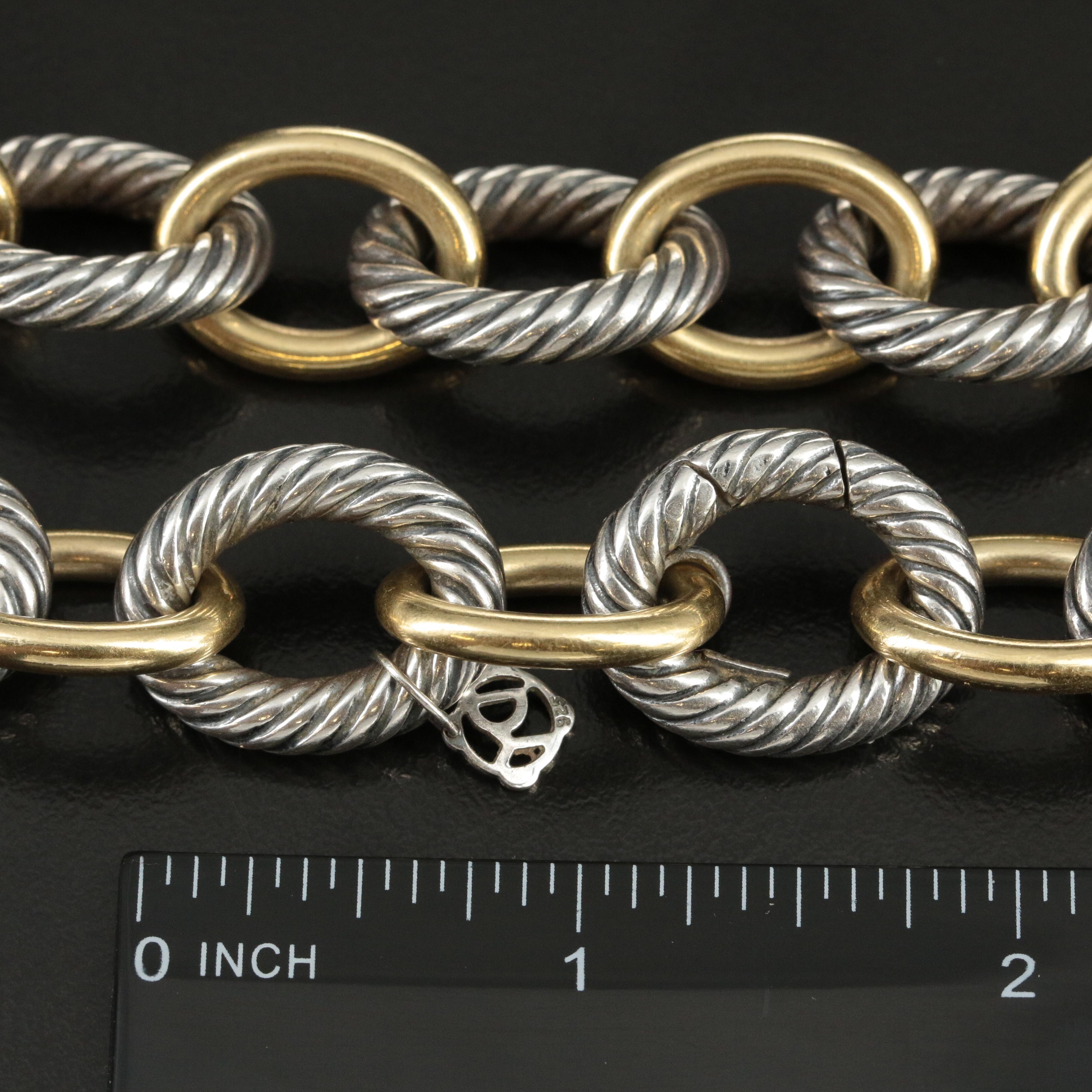 David Yurman Sterling and 18K Bonded Gold Oval Cable Necklace | EBTH