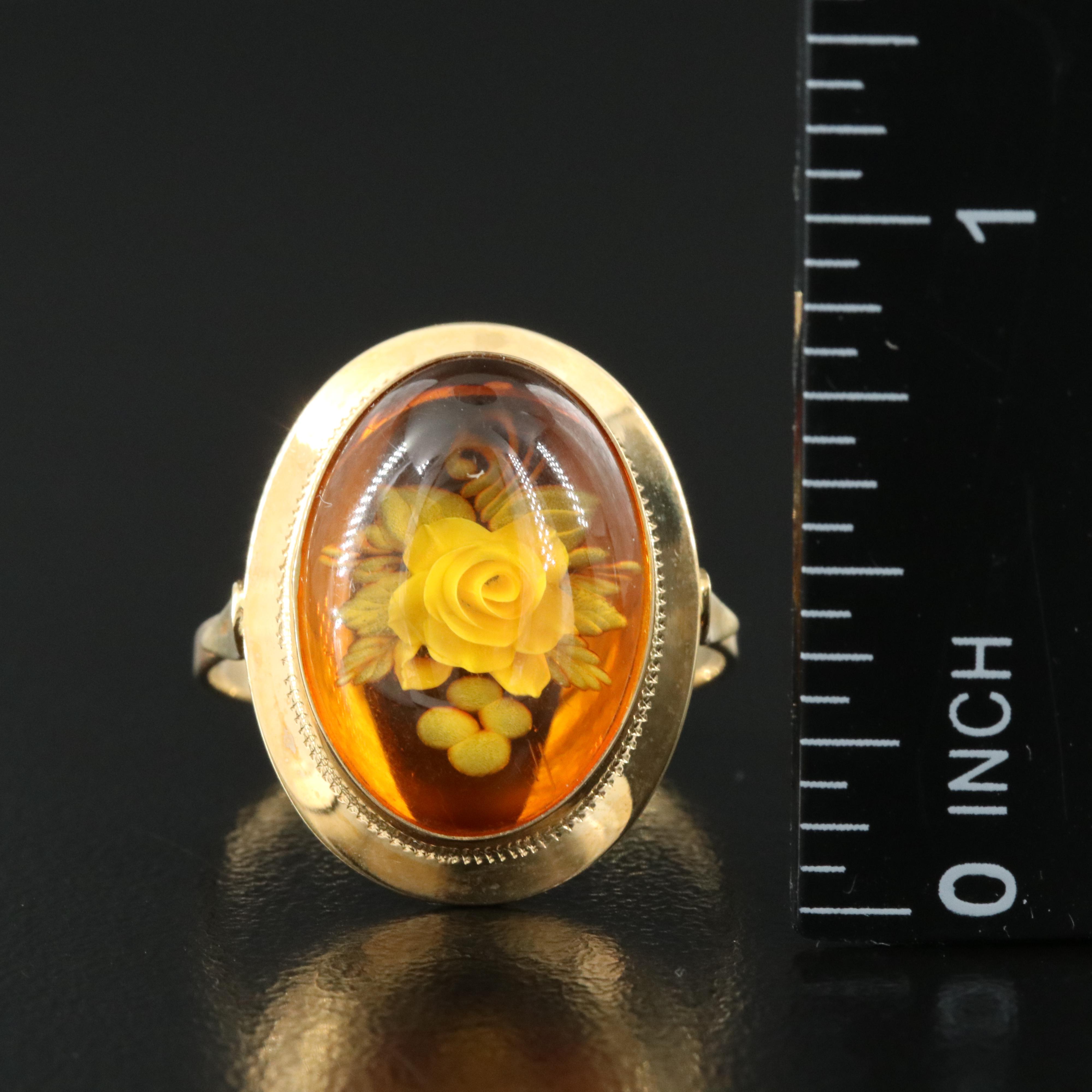Italian 18K Copal Intaglio Rose Ring | EBTH