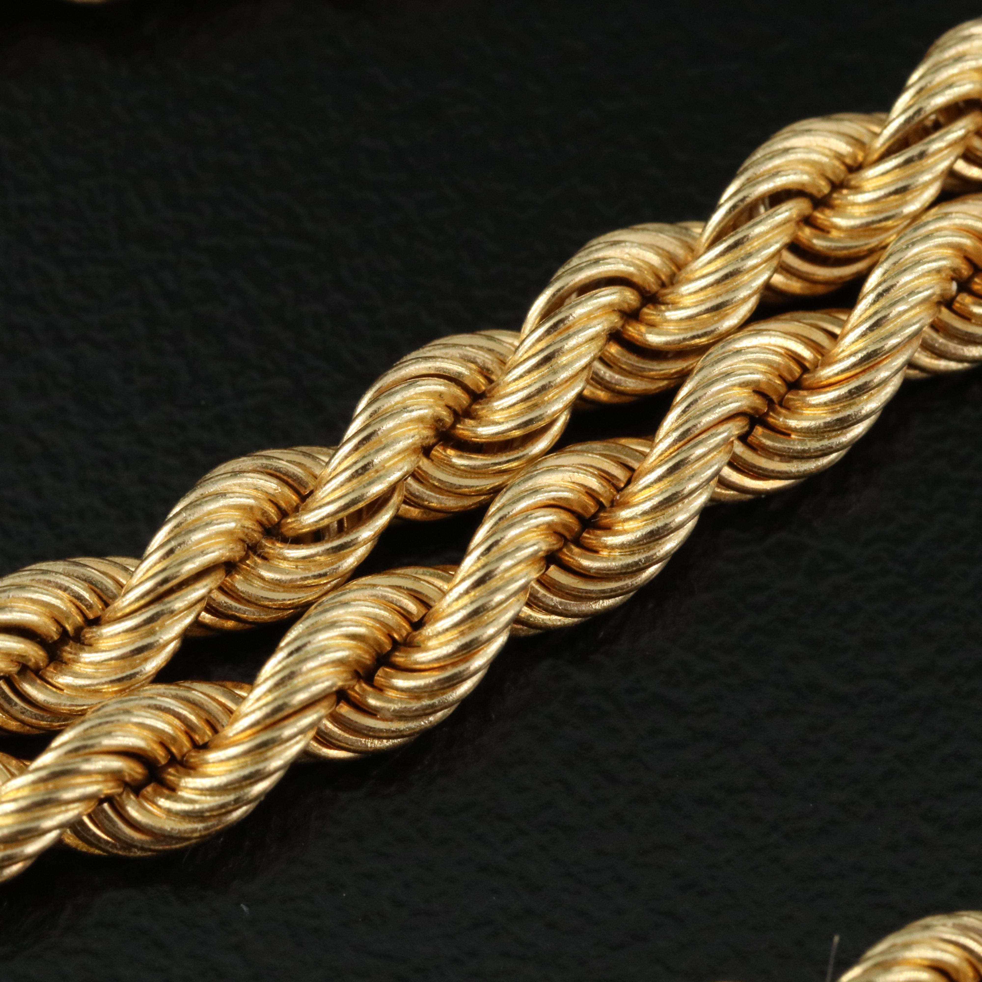 18K Rope Chain Necklace with Diamond Accent | EBTH