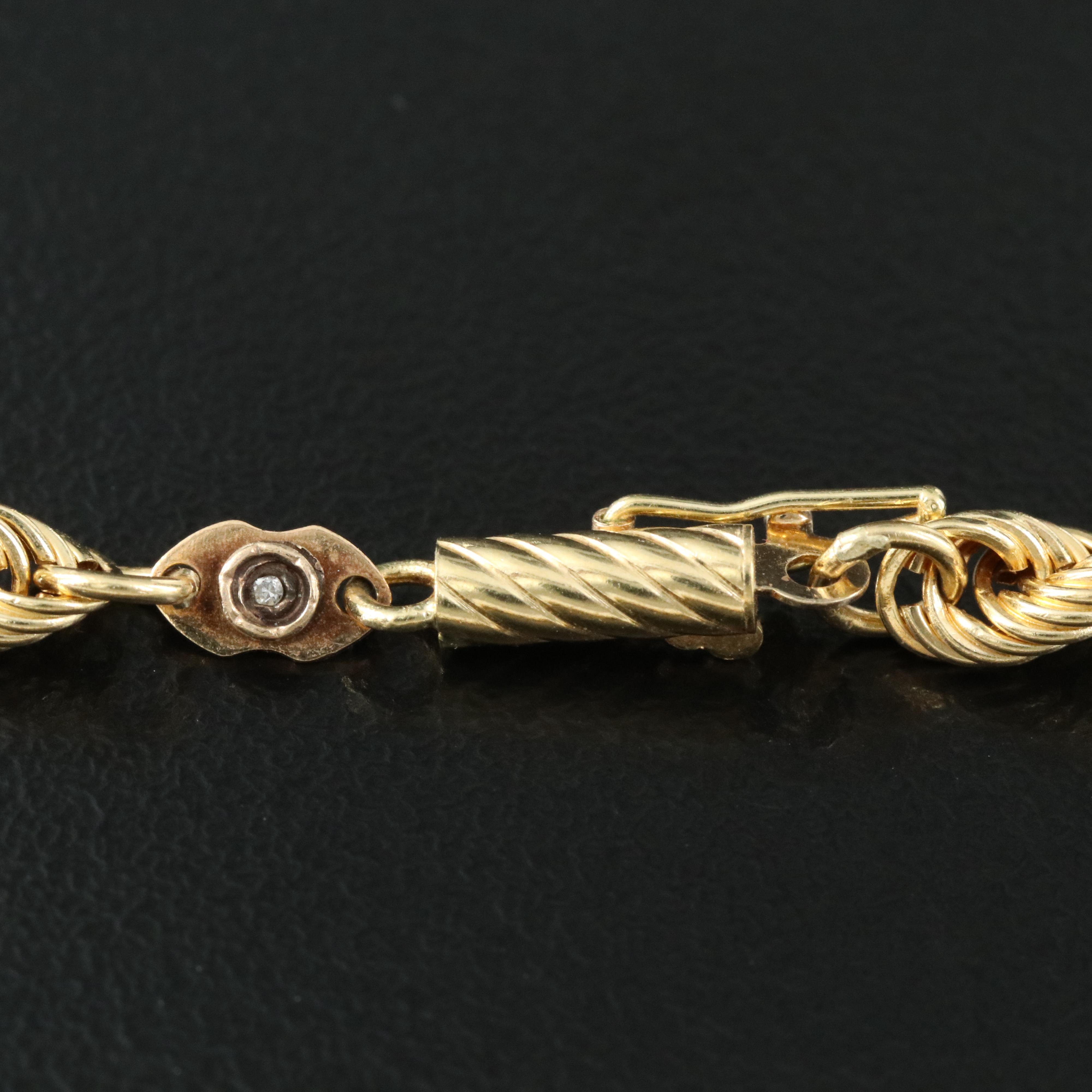 18K Rope Chain Necklace with Diamond Accent | EBTH