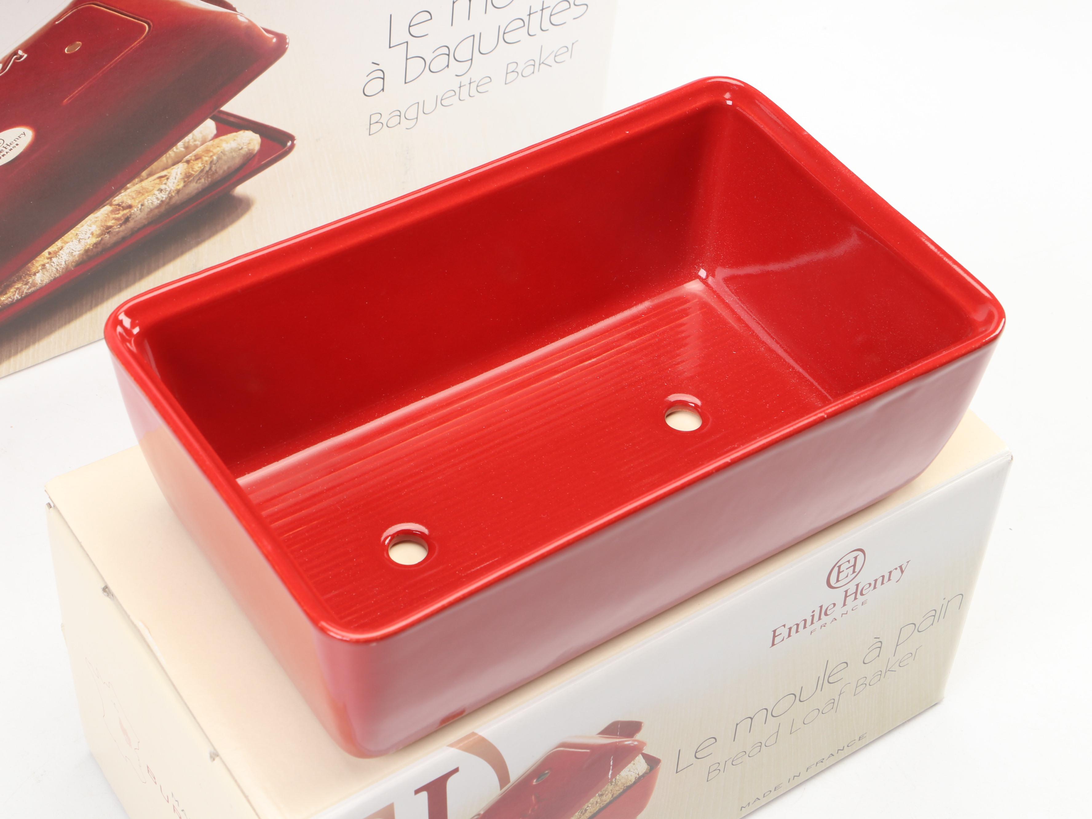 Emile Henry Red Glazed Ceramic Bread Cloche, Bread Loaf Baker, and More ...