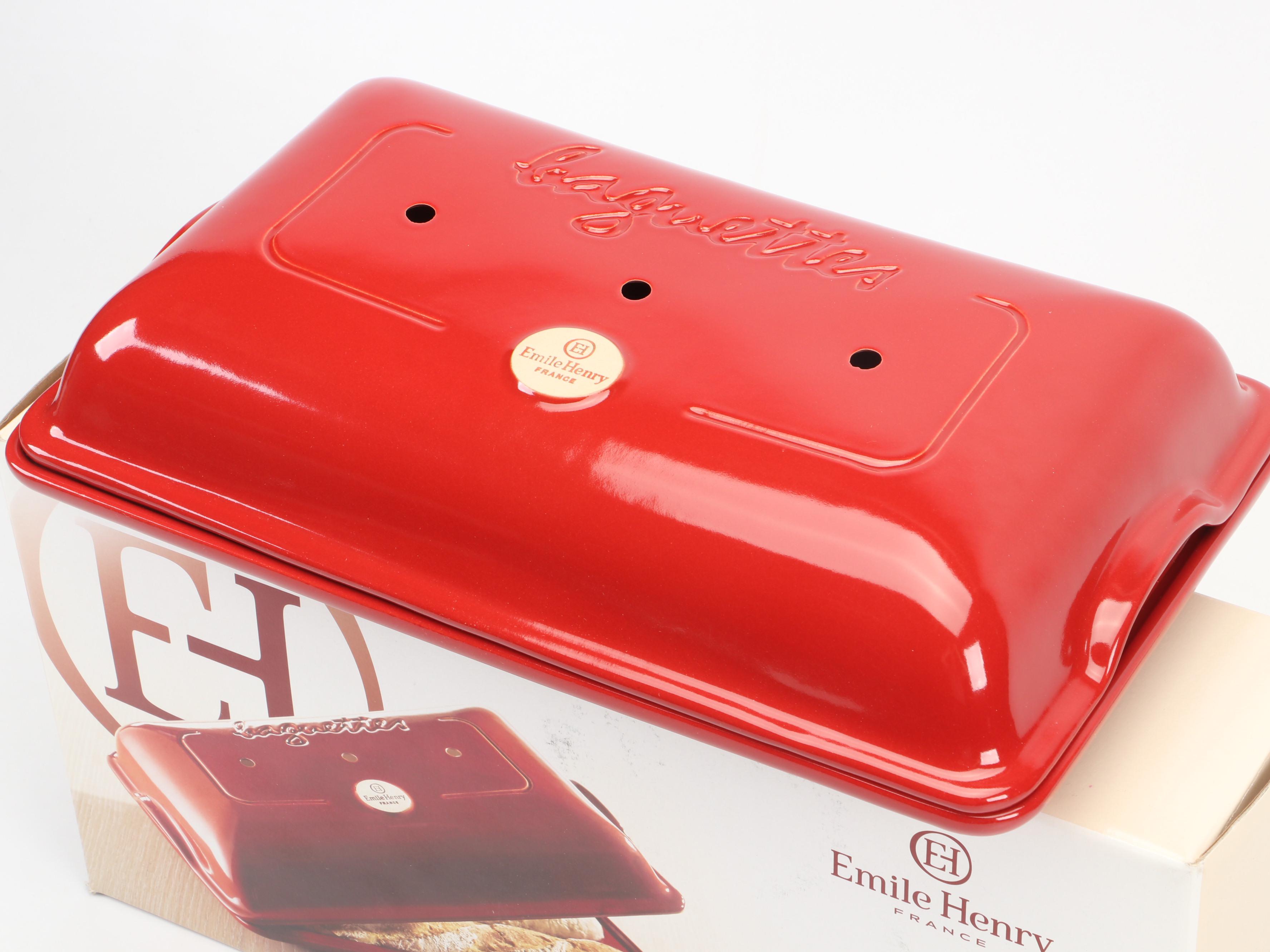 Emile Henry Red Glazed Ceramic Bread Cloche, Bread Loaf Baker, and More ...