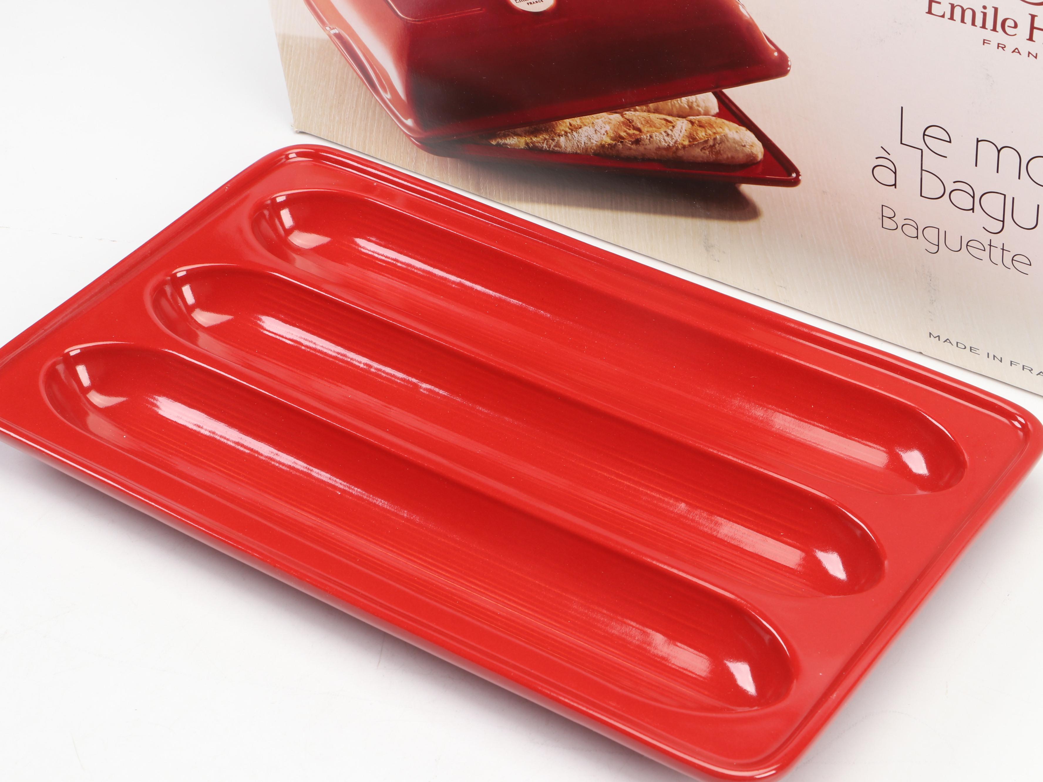 Emile Henry Red Glazed Ceramic Bread Cloche, Bread Loaf Baker, and More ...