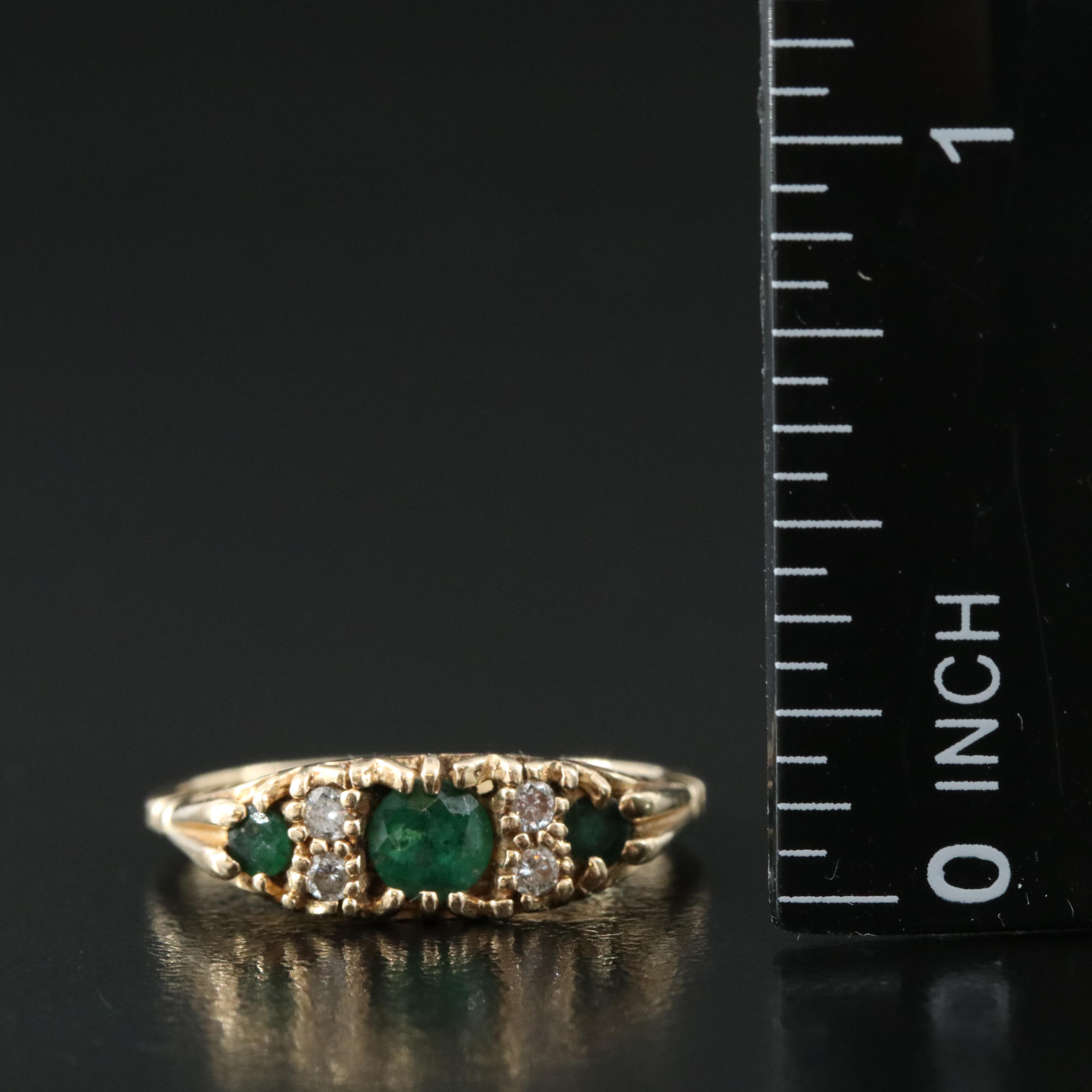14K Emerald and Diamond Scrollwork Ring | EBTH