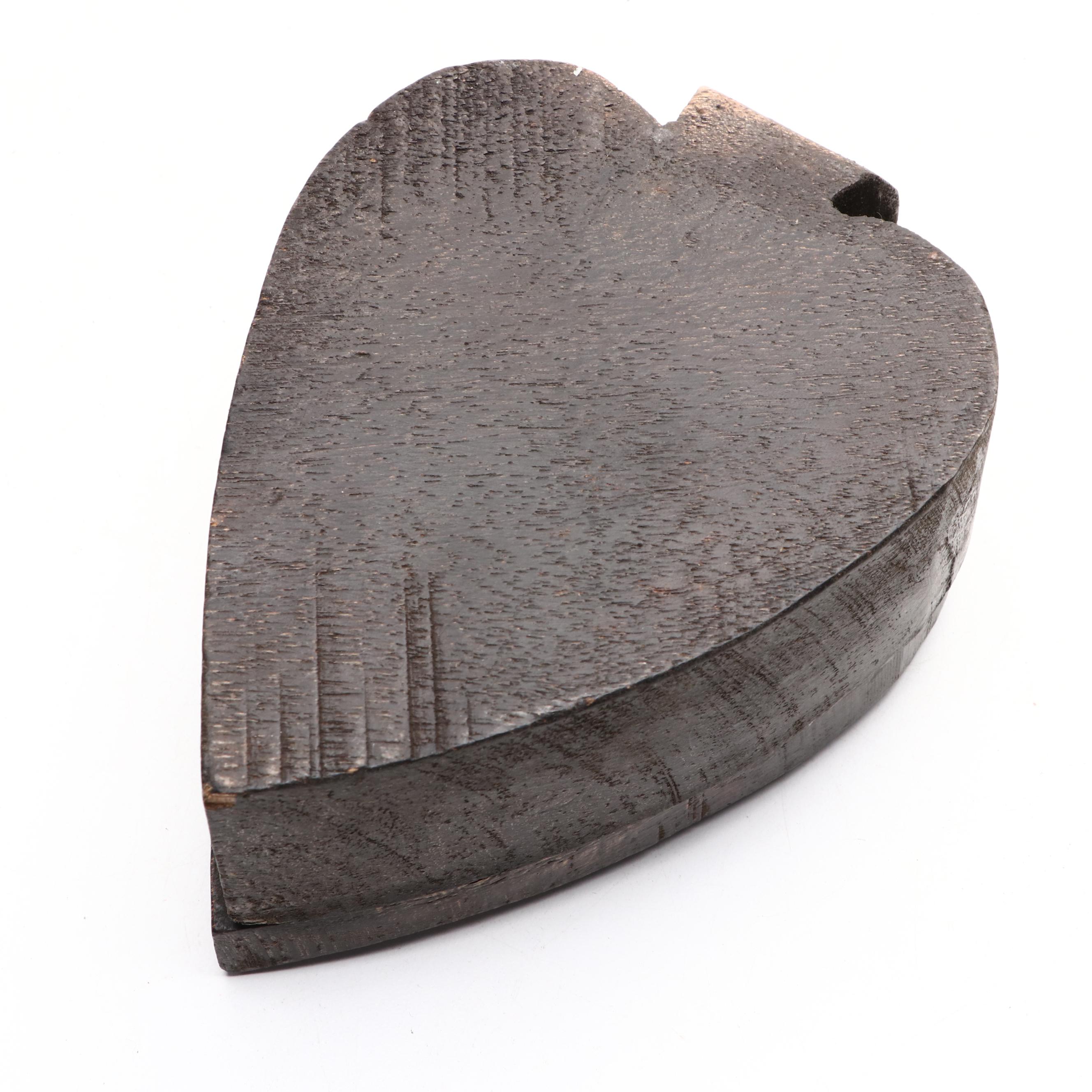 Hand-Carved Wooden Spade Box | EBTH