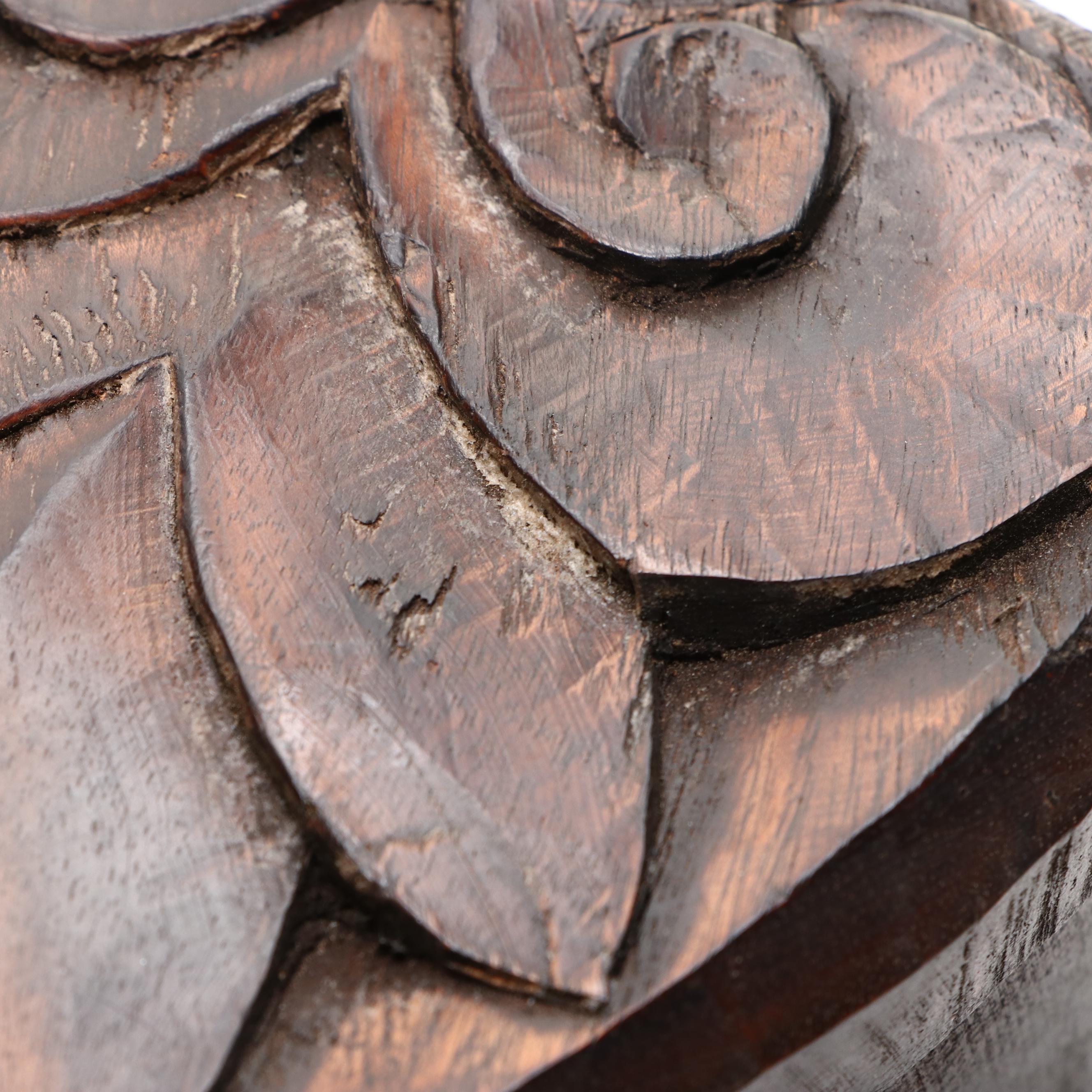 Hand-Carved Wooden Spade Box | EBTH