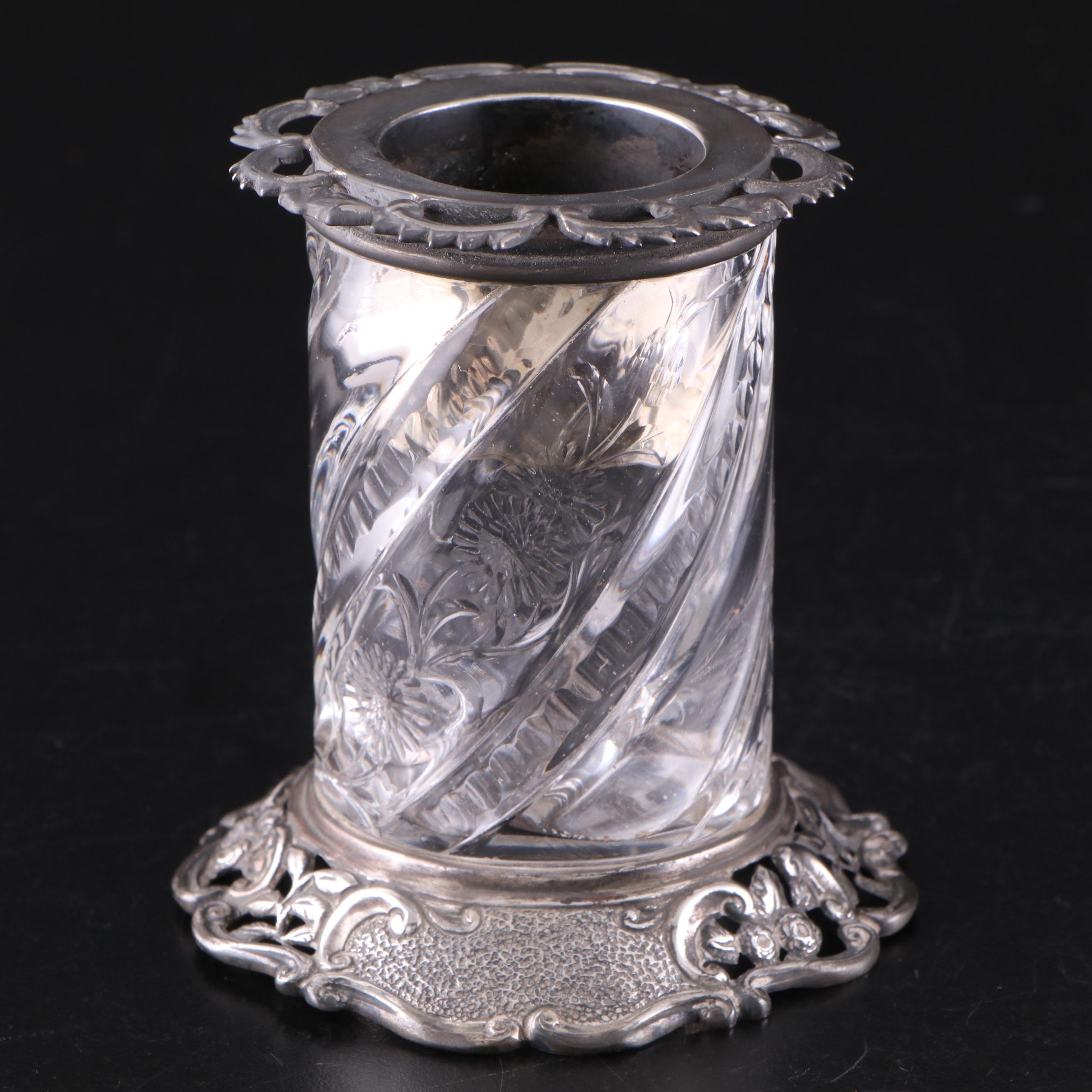 Victorian Sterling Silver Stork Ribbon Puller and Sterling and Crystal ...