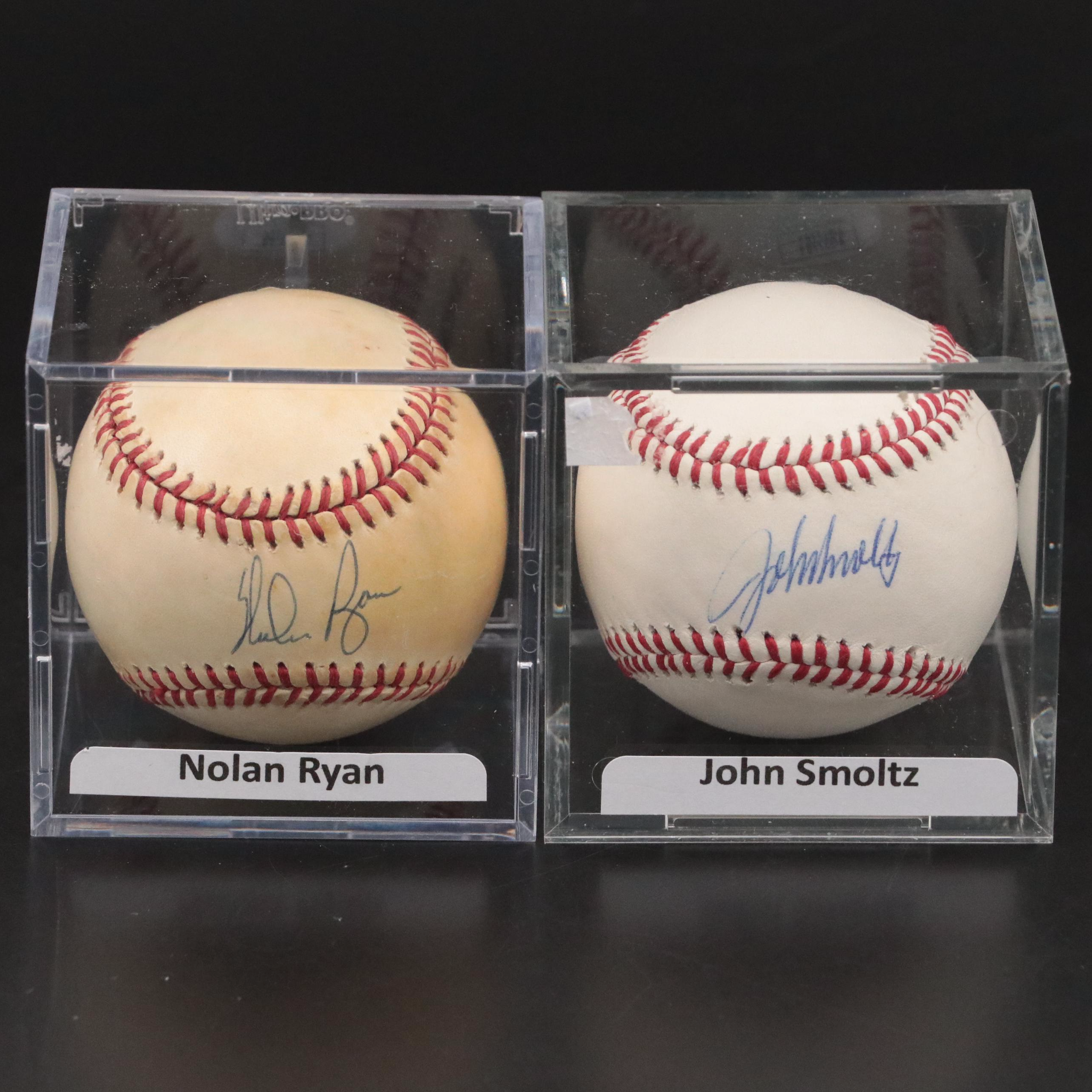 Nolan Ryan and John Smoltz Signed Baseballs with Displays | EBTH