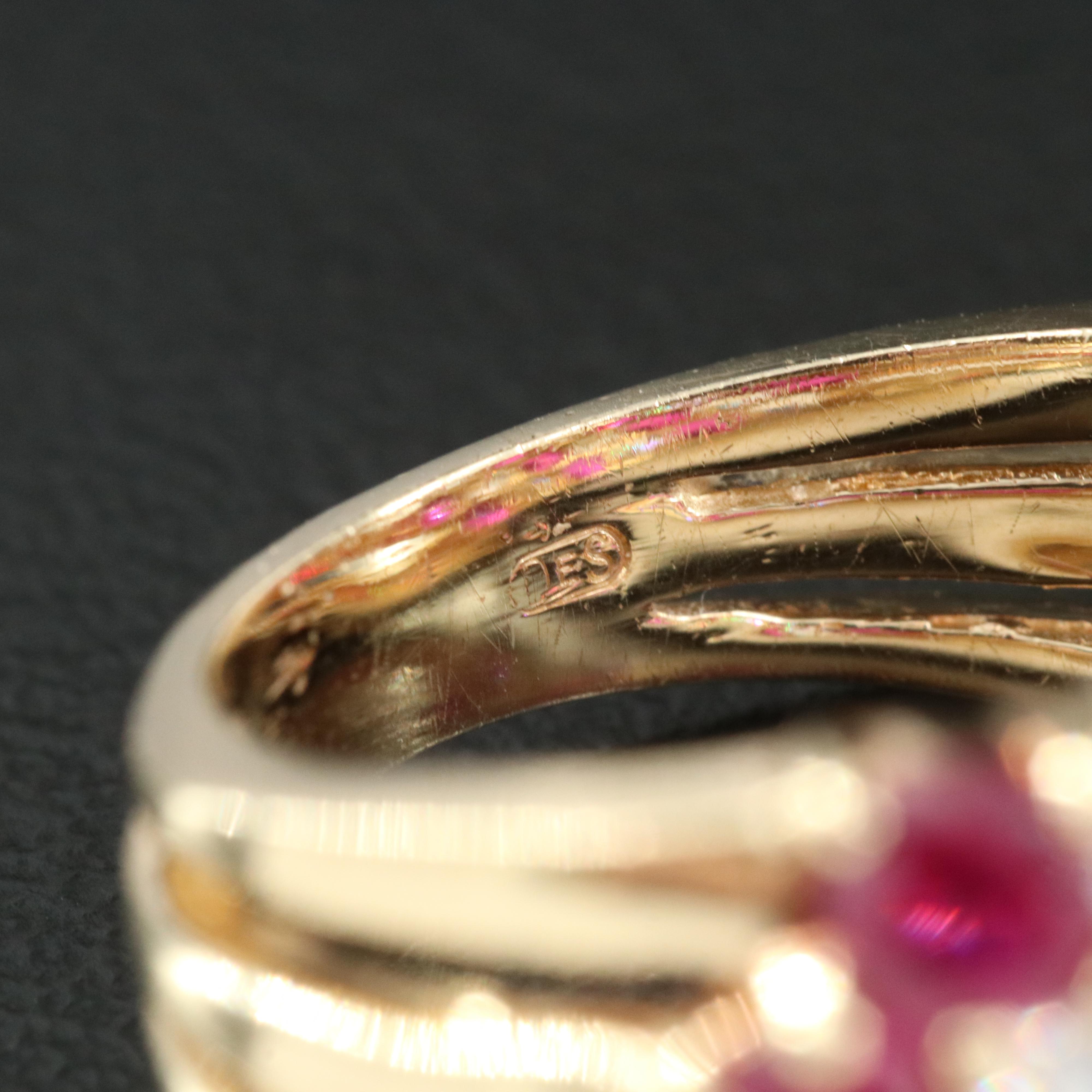 14K Ruby and CZ Multi Row Ring | EBTH