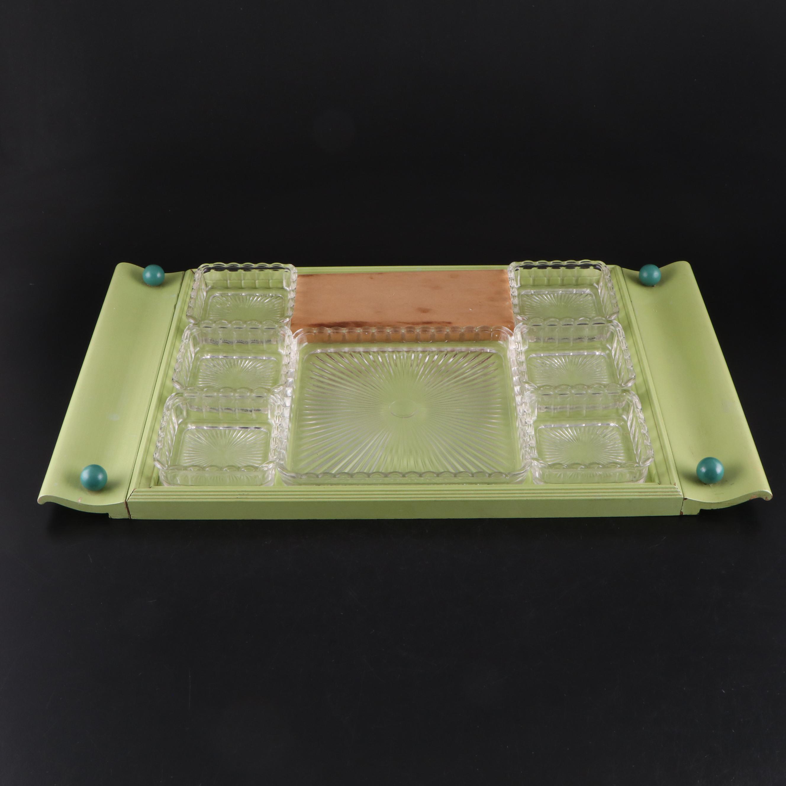 MCM Serving Tray with Glass Inserts | EBTH