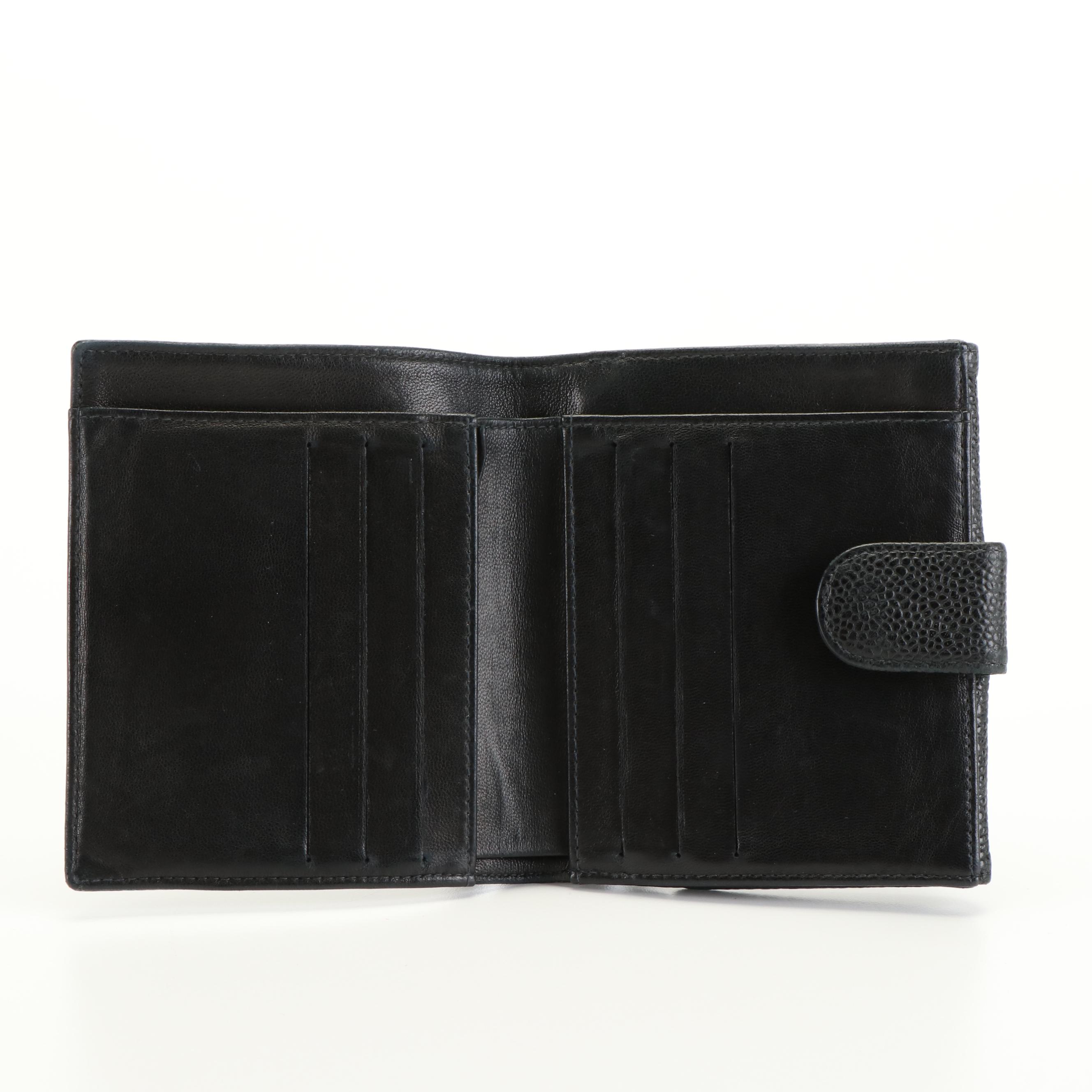 Chanel Compact Wallet in Black Caviar Leather | EBTH
