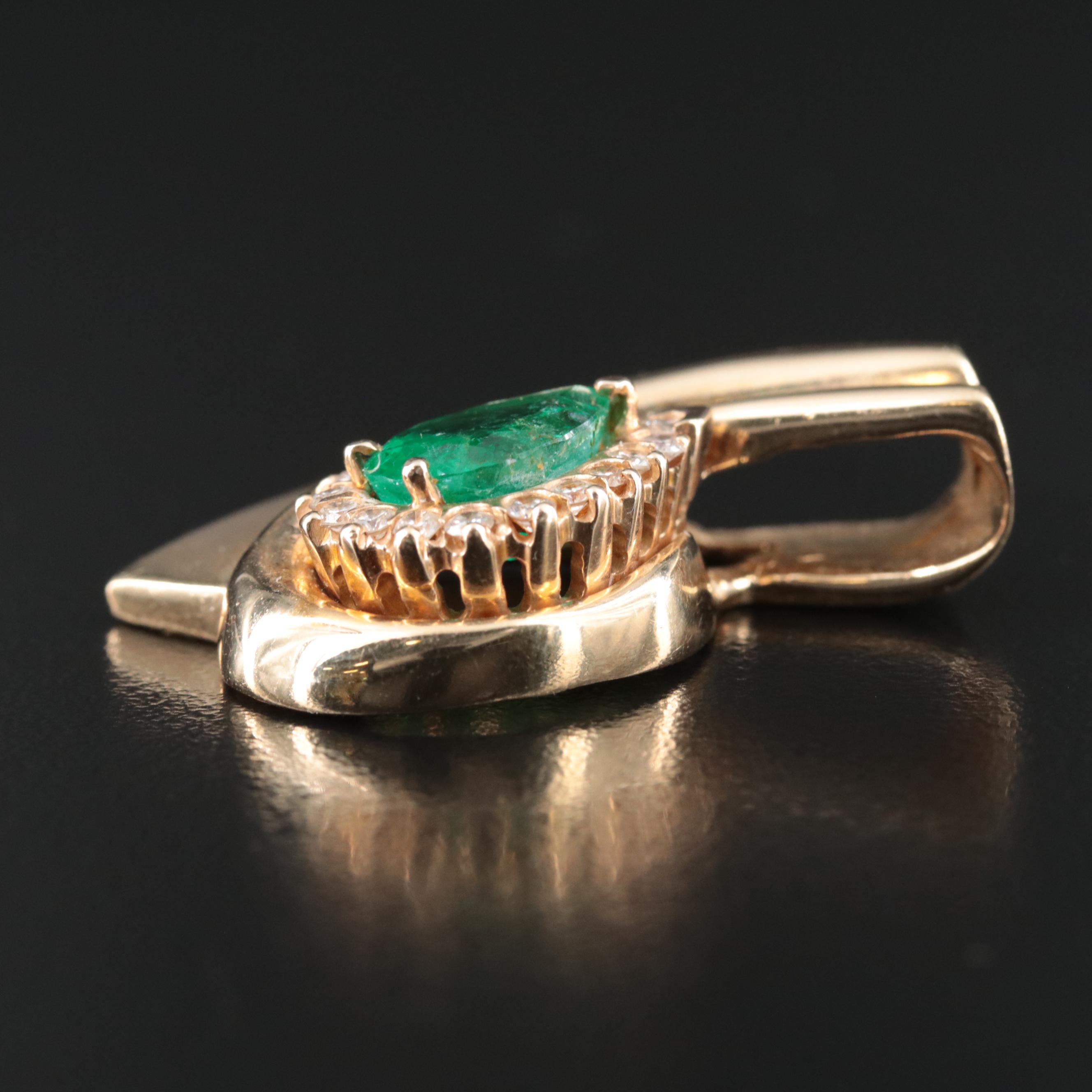 14K 2.80 CT Emerald and Diamond Enhancer Pendant | EBTH