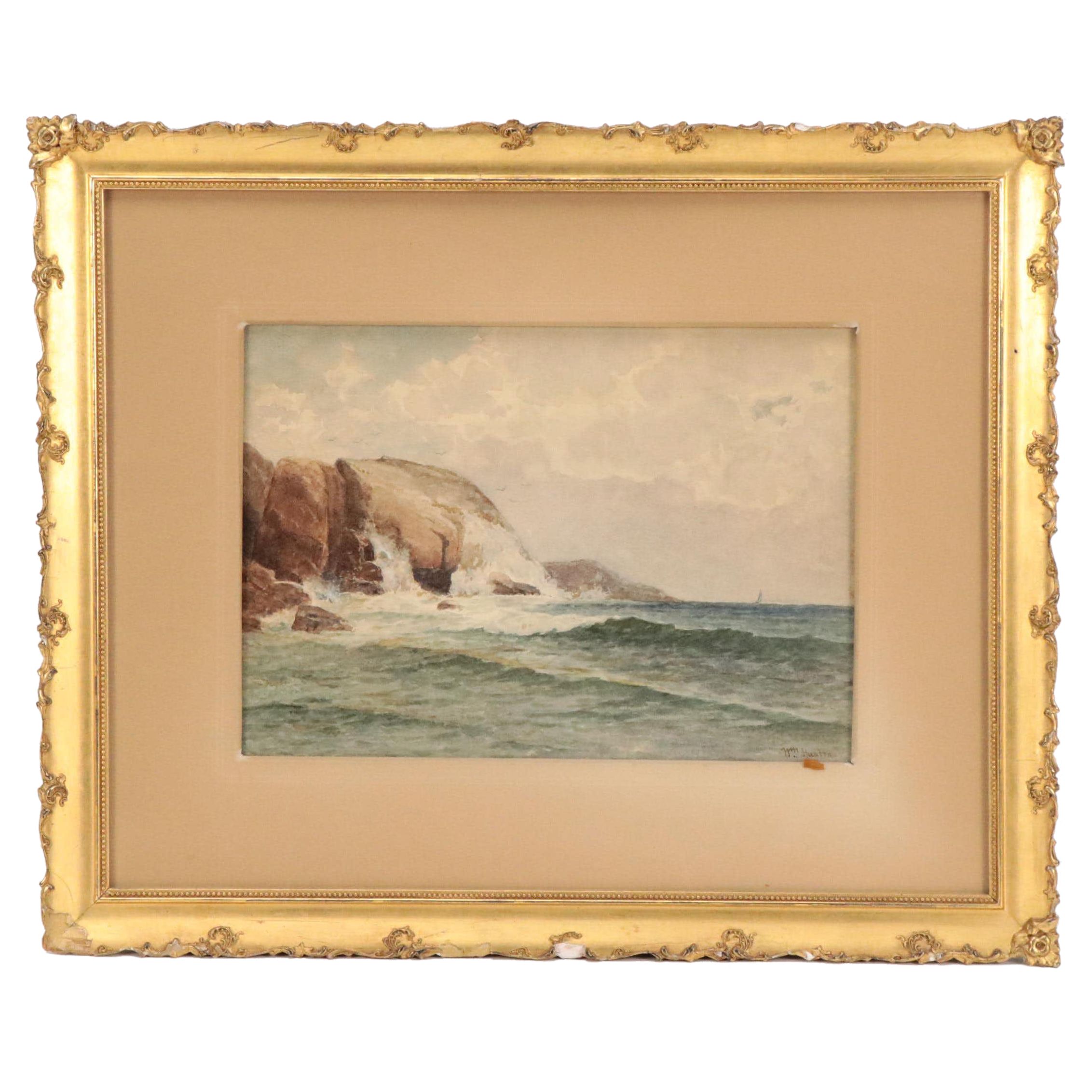 William Huston Seascape Watercolor Painting "Breaking Waves" | EBTH