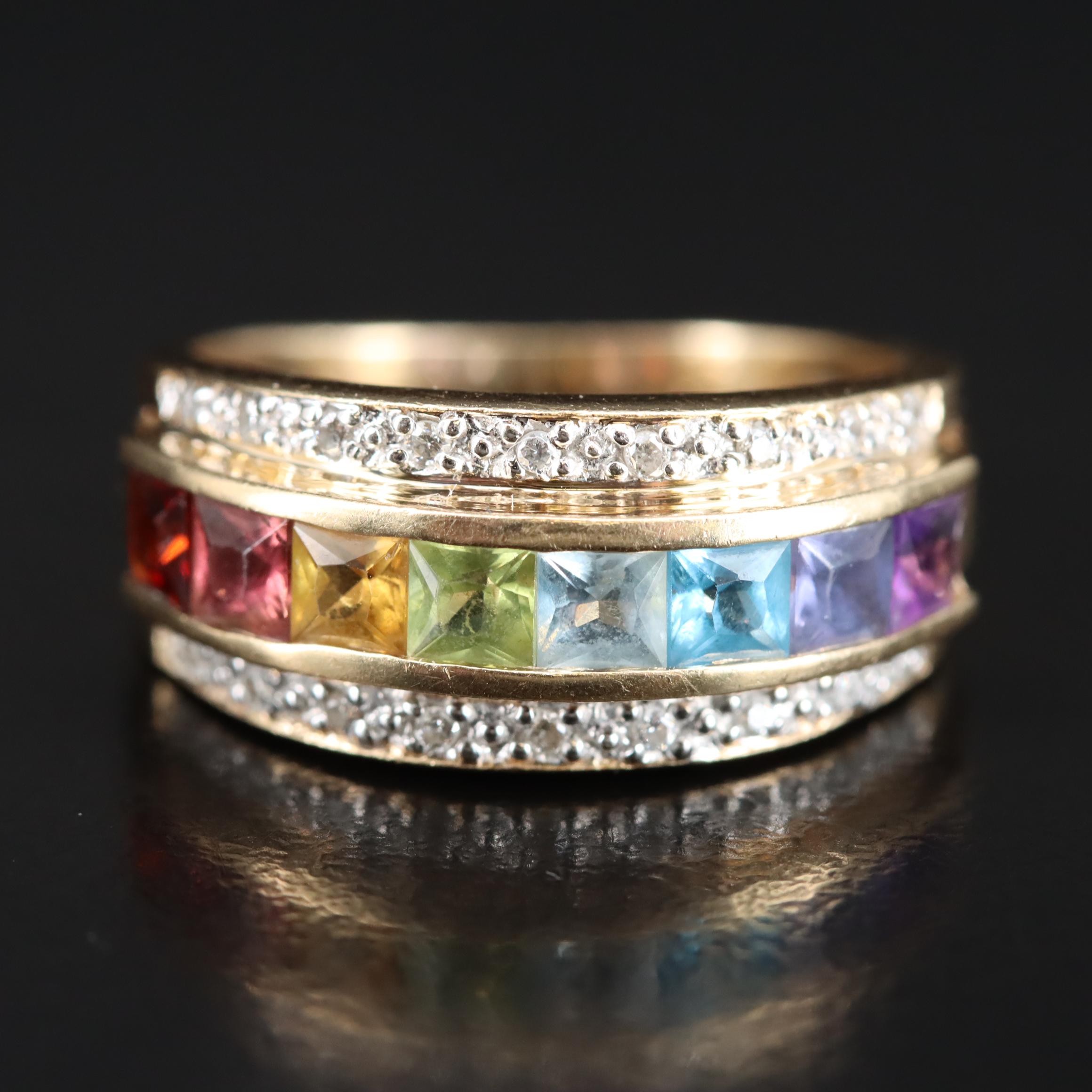 14K Multi-Gemstone Rainbow Ring | EBTH