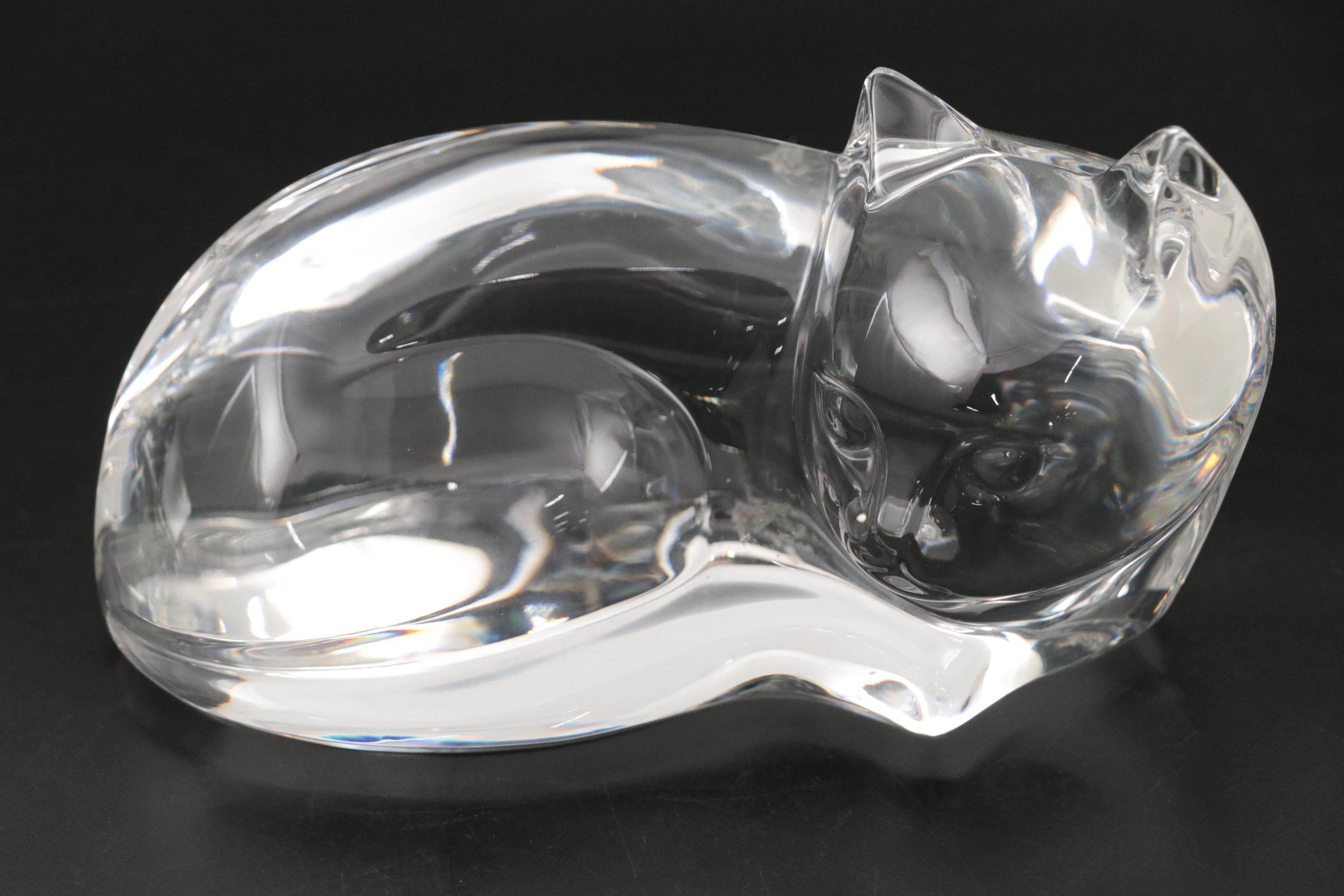 Baccarat and Val St. Lambert Crystal Cat Figurines | EBTH