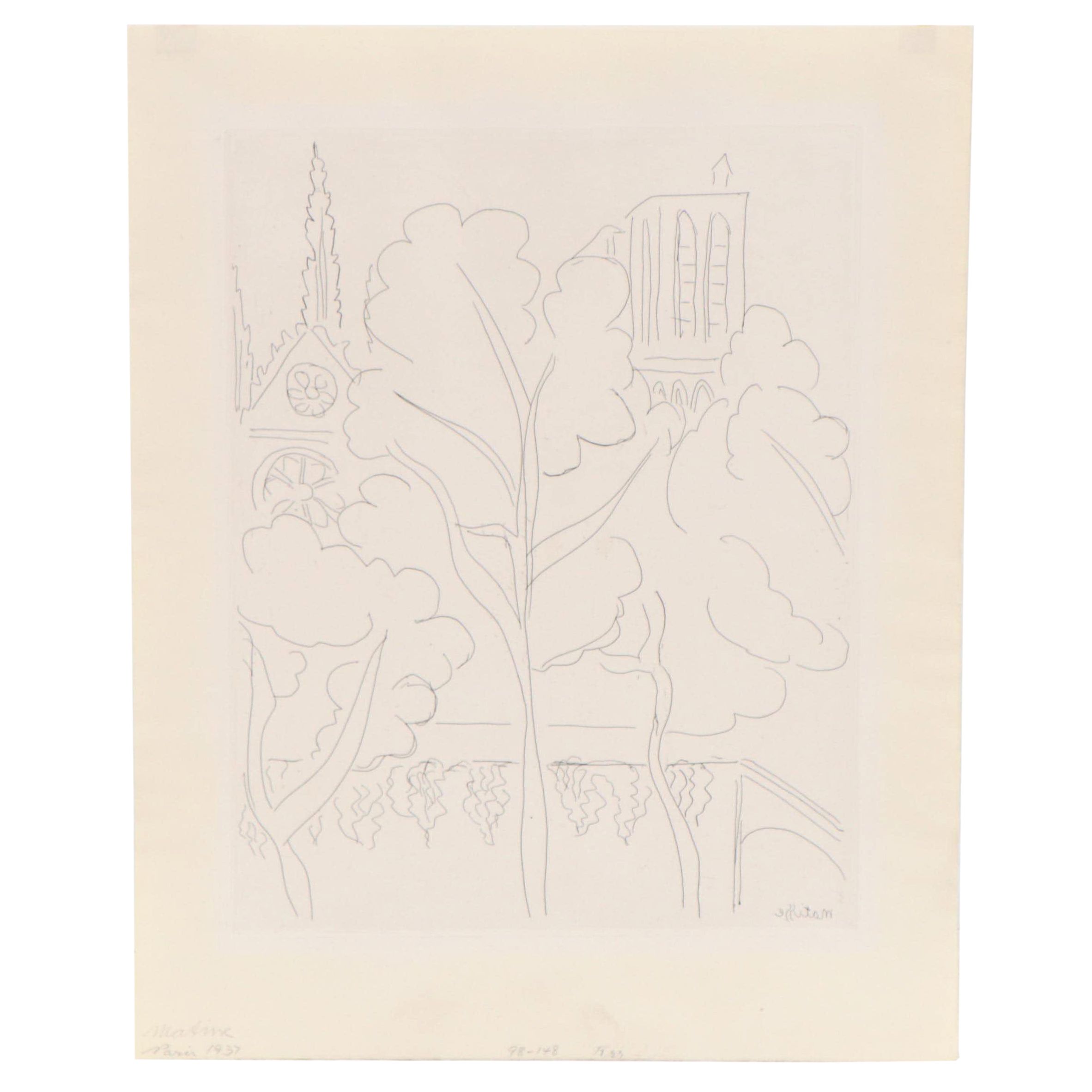 Henri Matisse Etching "La Cité-Notre Dame," 1937 | EBTH