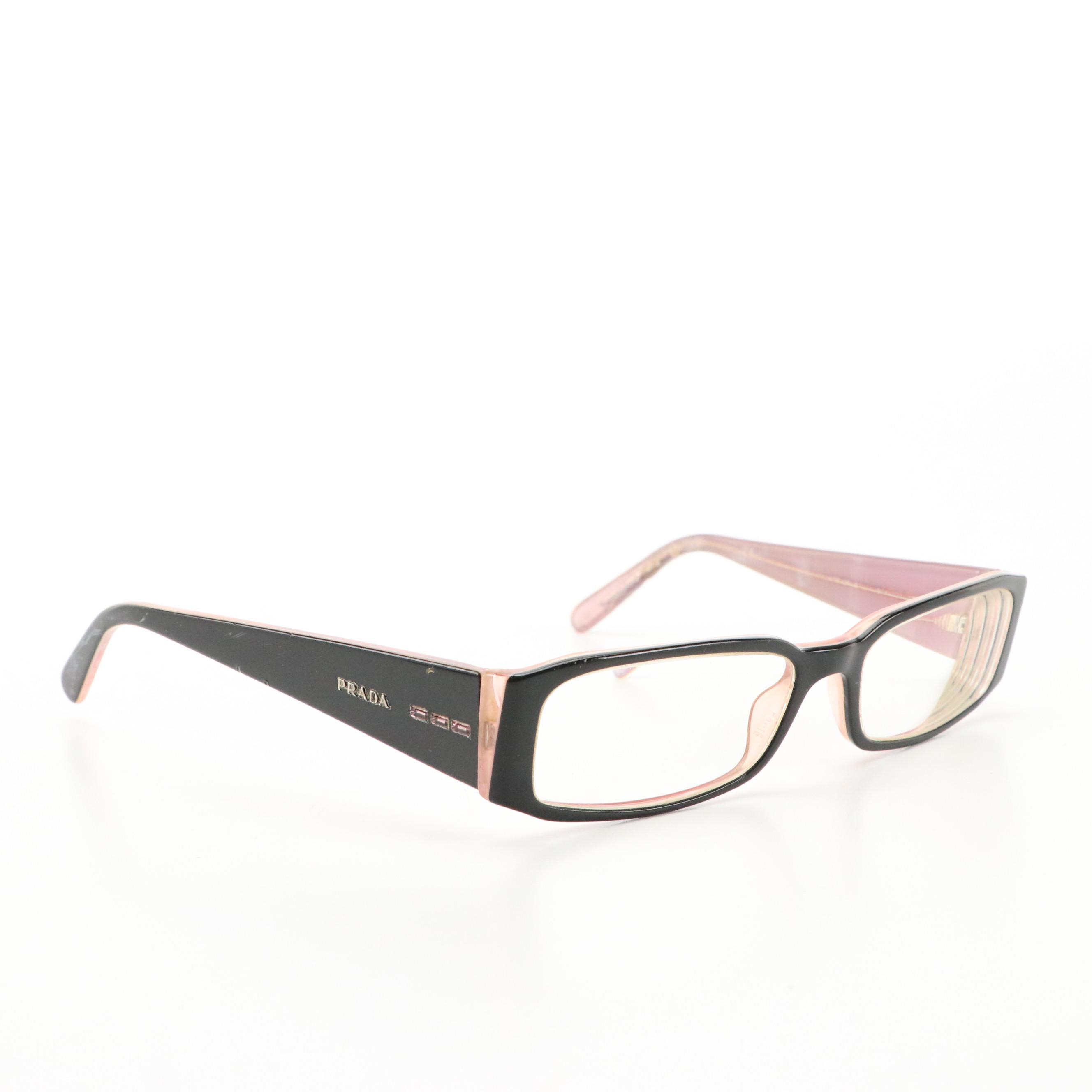 Prada VPR 10F 3AX-1O1 Black and Lavender Eyeglasses in Case | EBTH