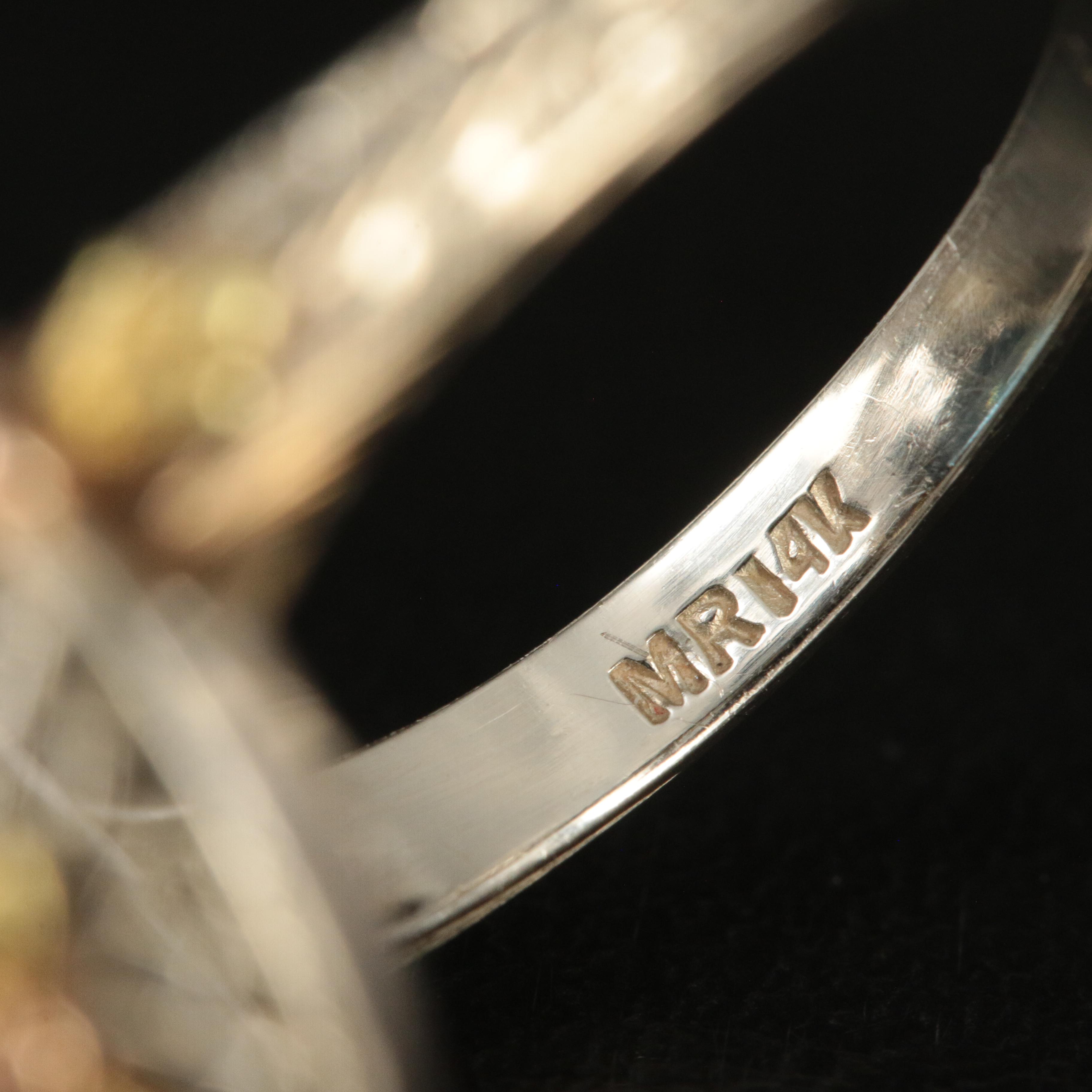 Mohel-Roseart 14K Spinel Ring in a Tri-Color Flower and Lattice Setting ...