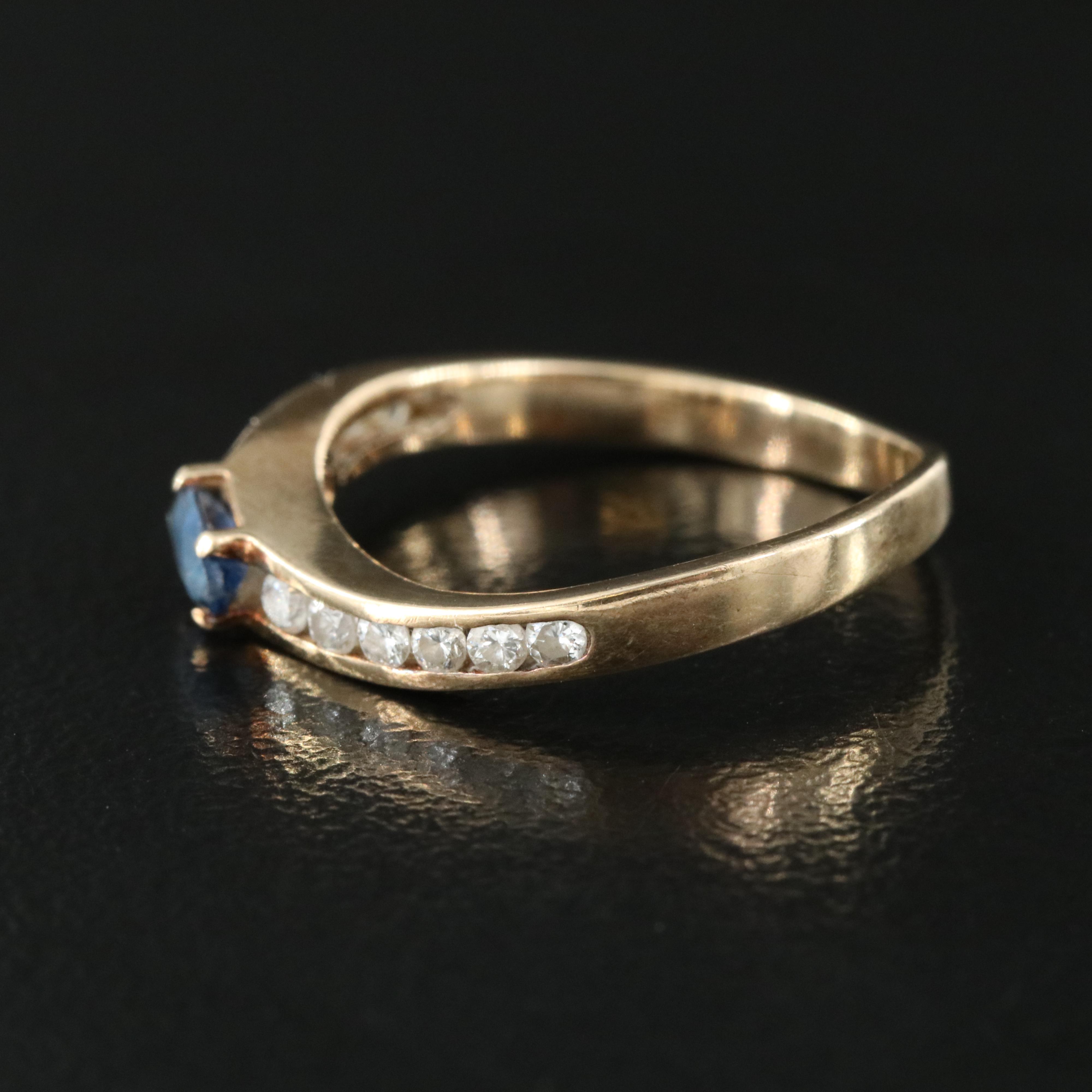 14K Sapphire and Diamond Wave Band | EBTH