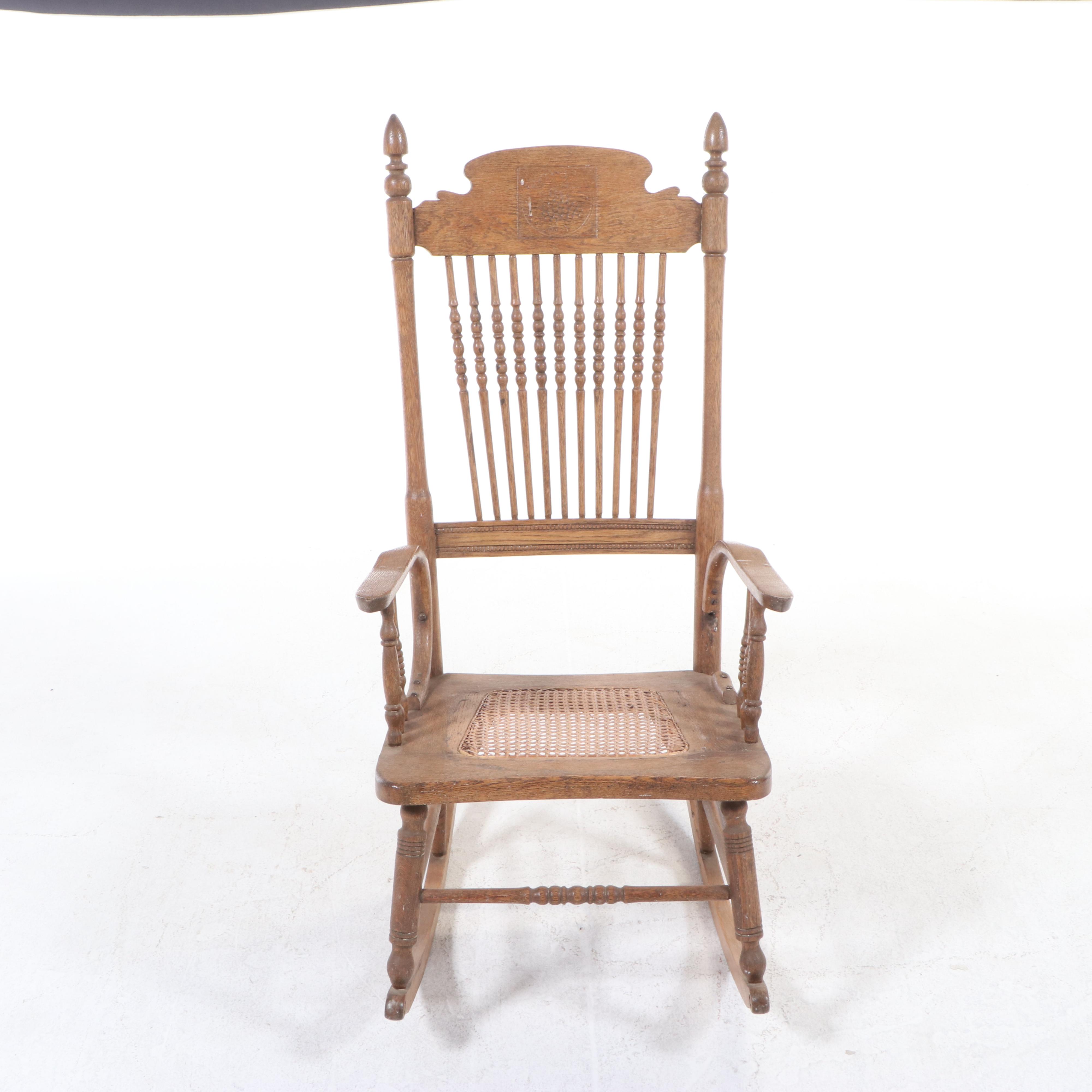 Late Victorian Press-Decorated and Spindle-Back Oak Rocker, circa 1900 ...