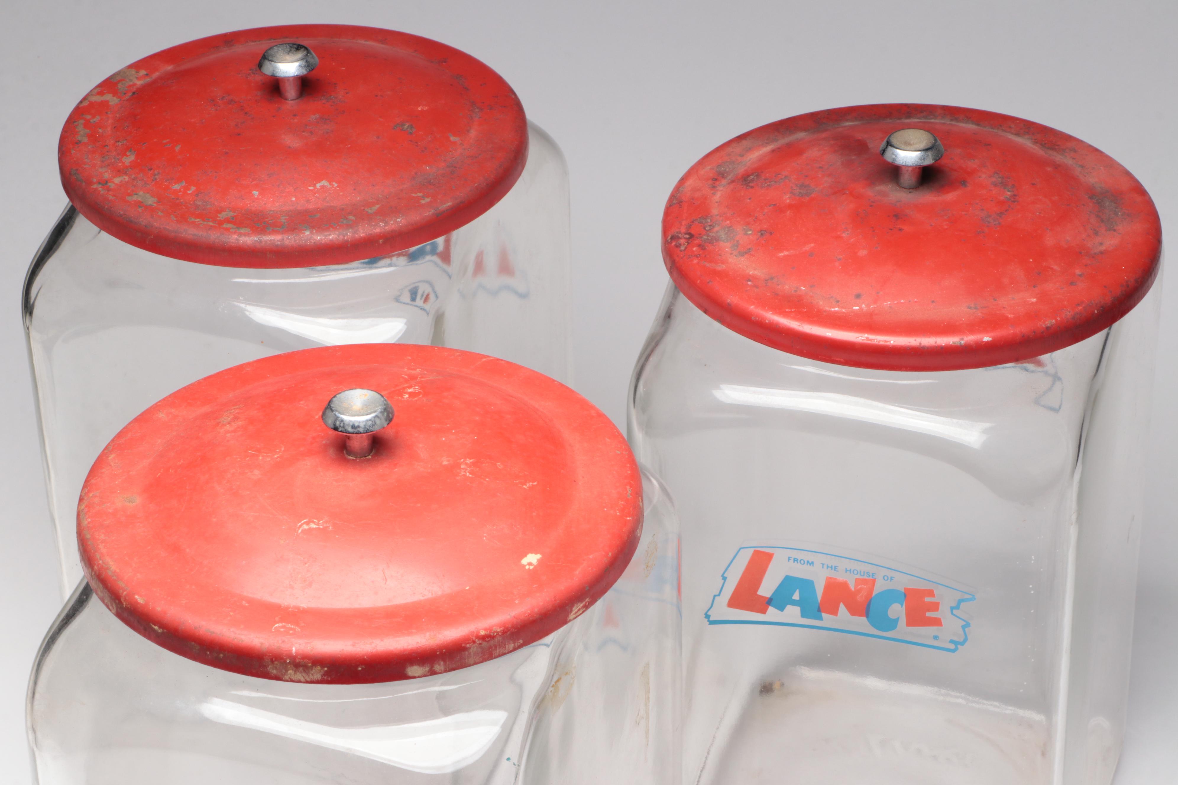 Lance Crackers Glass Countertop Display Jars with Metal Lids | EBTH