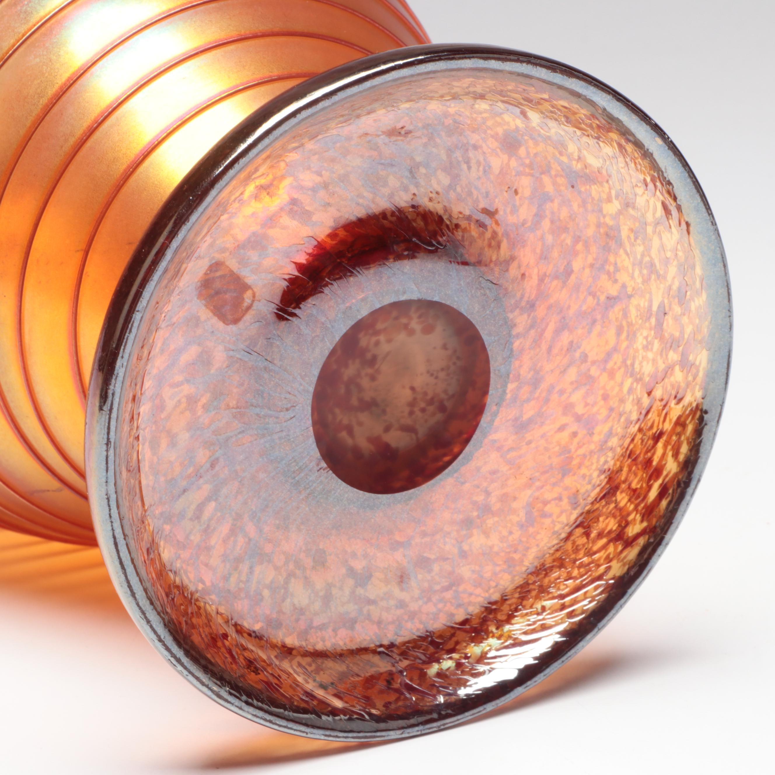 Marigold Threaded Art Glass Vase | EBTH