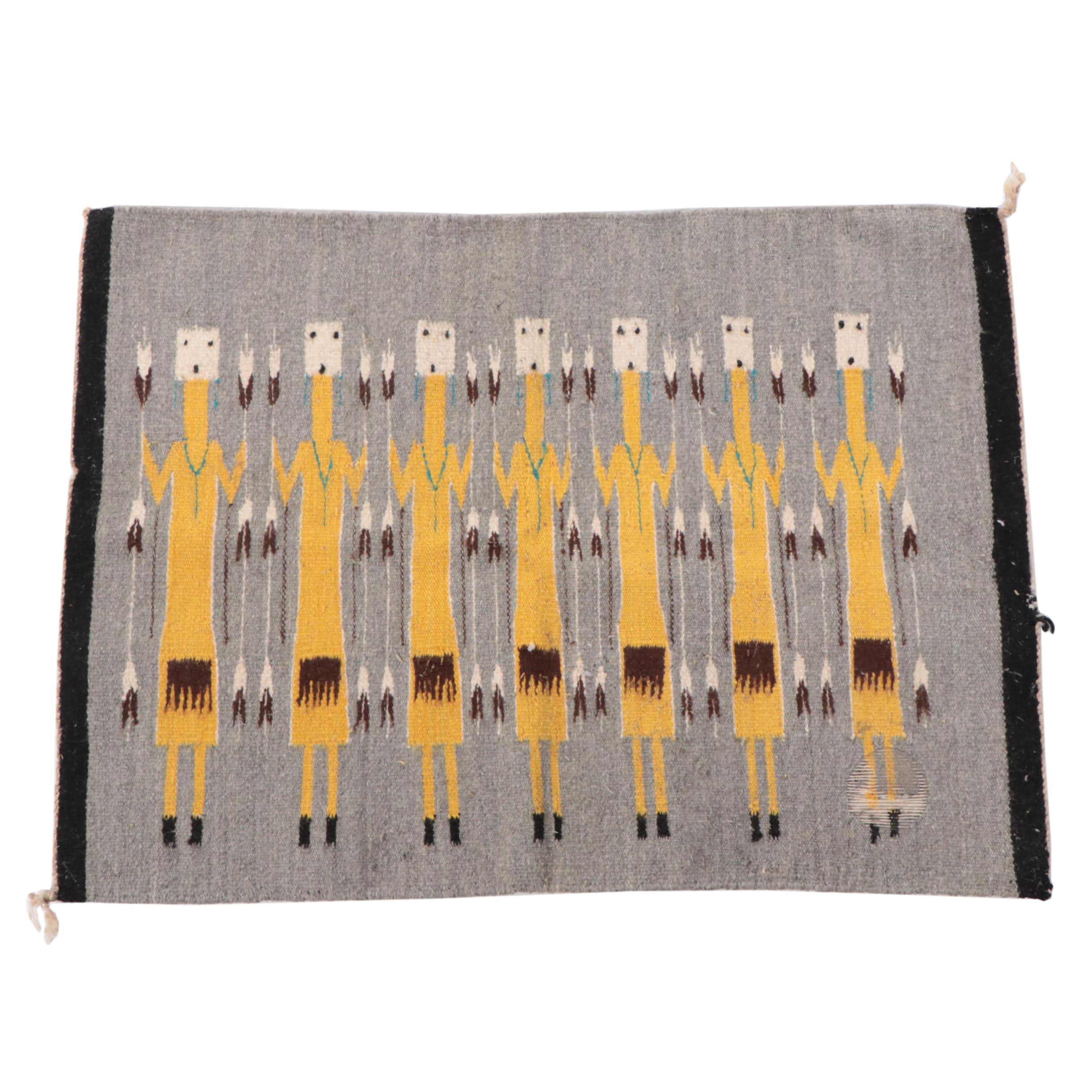 2'11 x 3' Handwoven Navajo Yeibichai Accent Rug | EBTH
