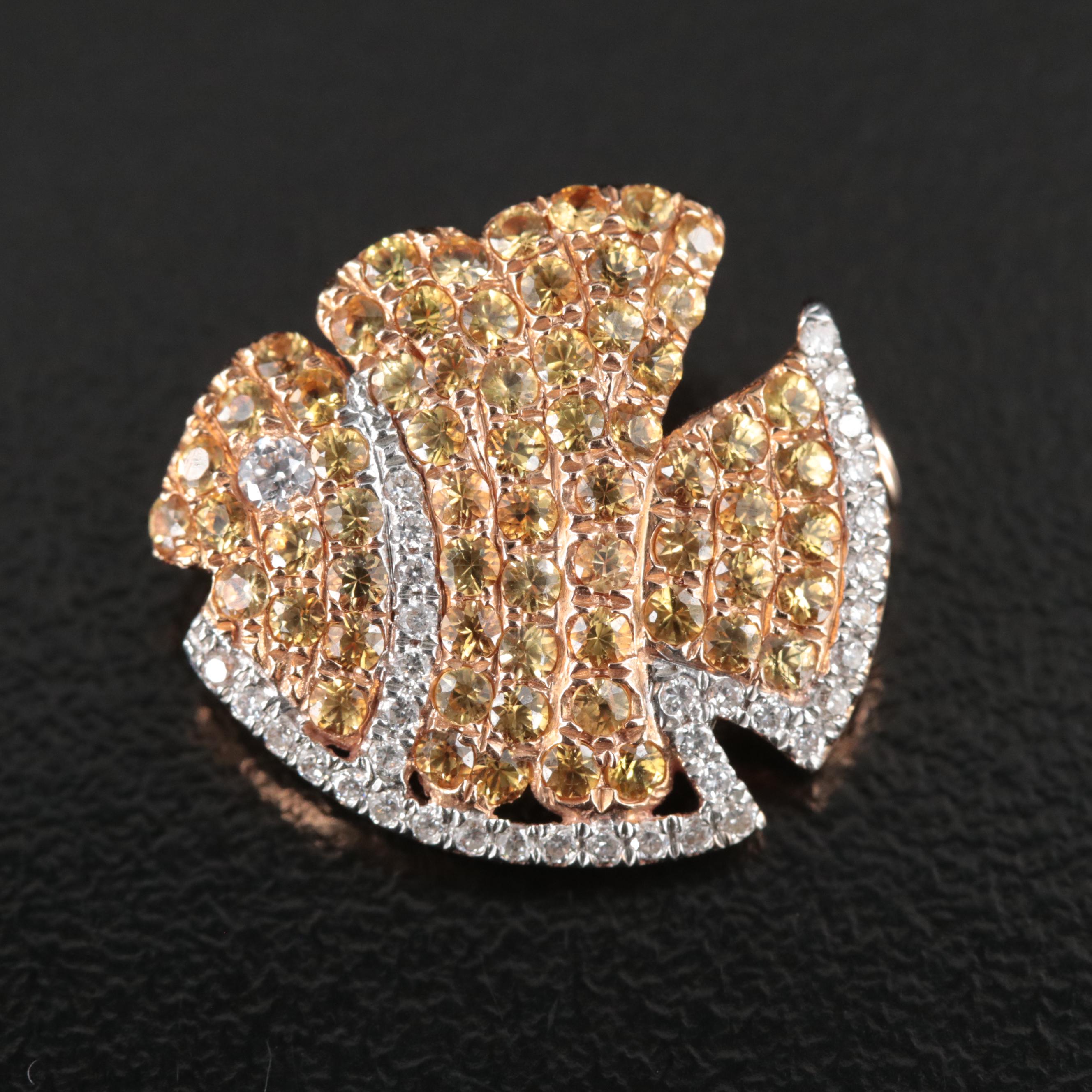 18K Pavé Sapphire and Diamond Fish Converter Pin | Everything But The House