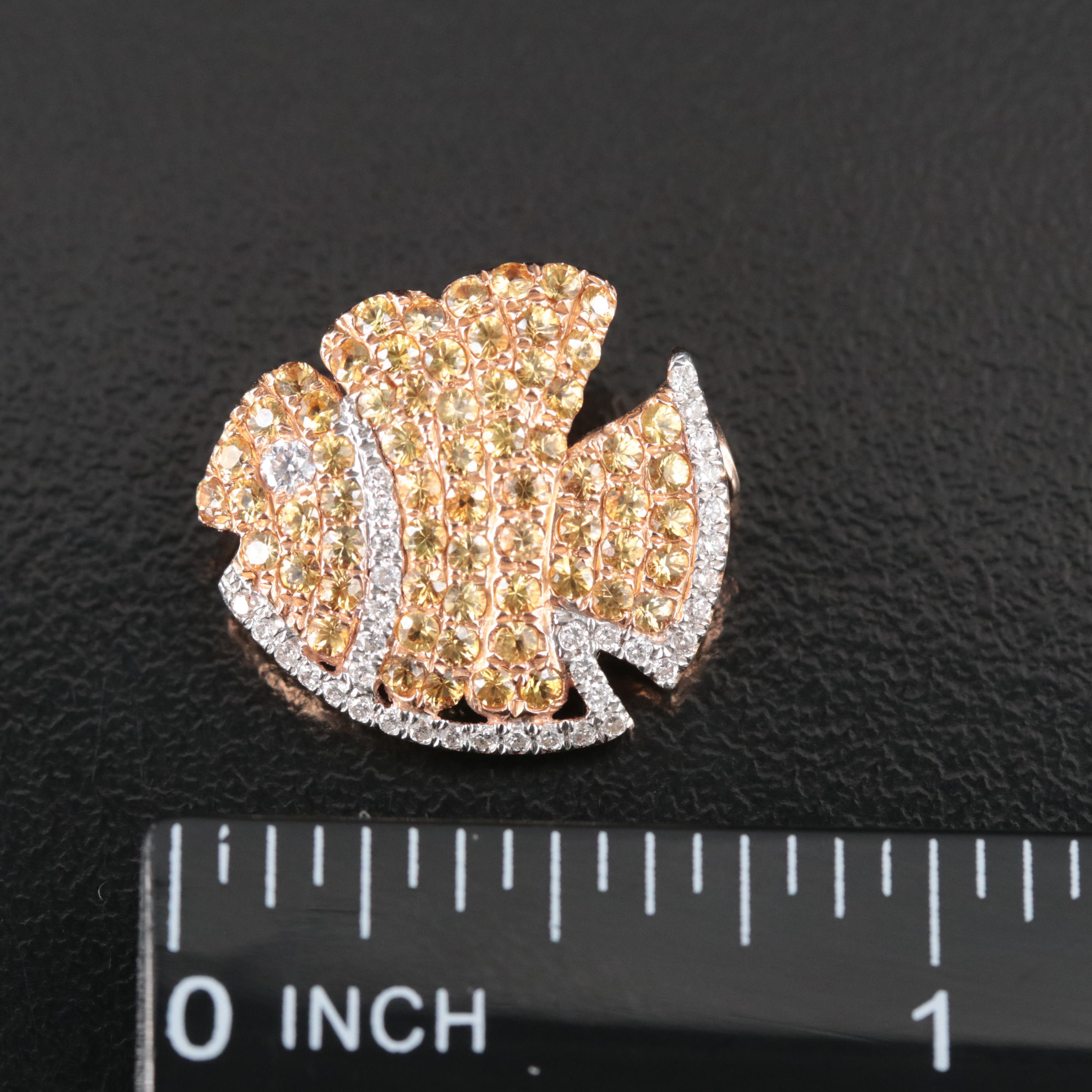 18K Pavé Sapphire and Diamond Fish Converter Pin | Everything But The House