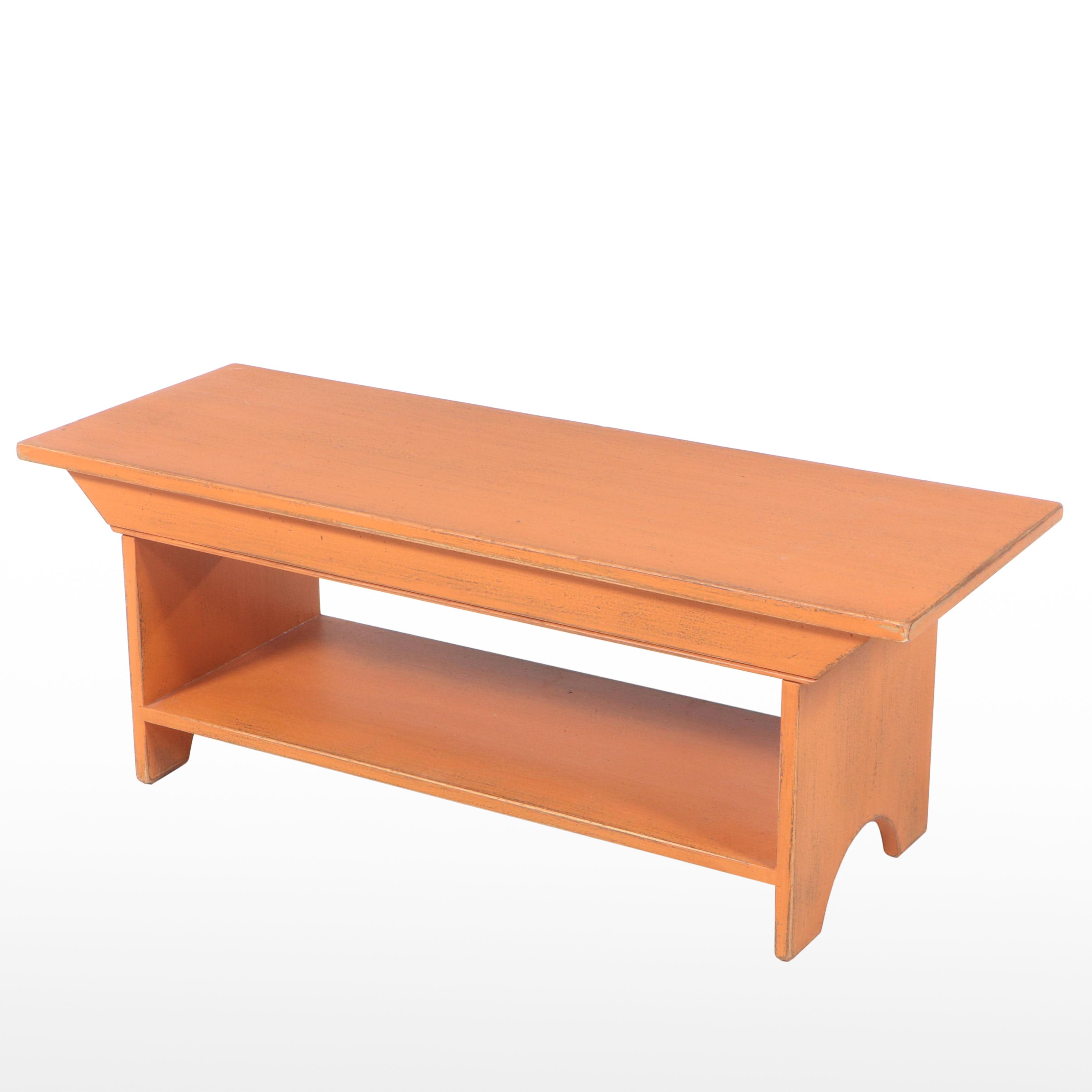 American Primitive Style Painted Bootjack Bench/Coffee Table | EBTH