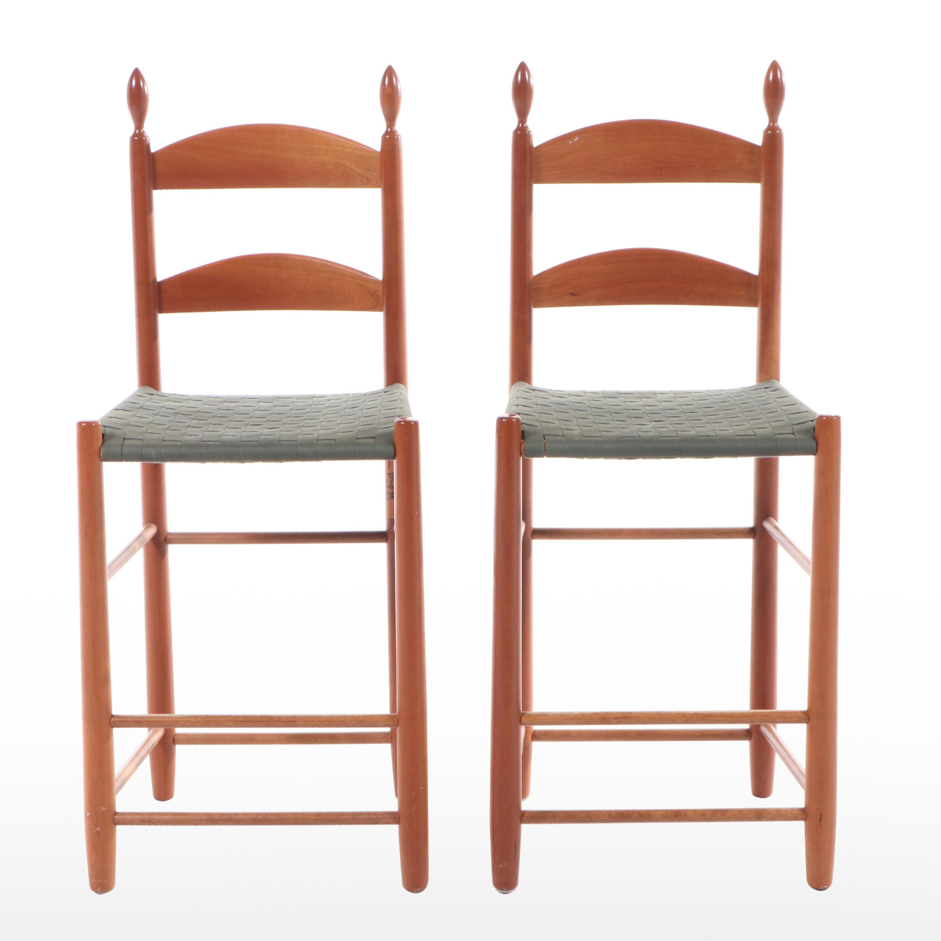 Pair of Shaker Style Cherrywood and Tape-Woven Bench-Made Counter ...