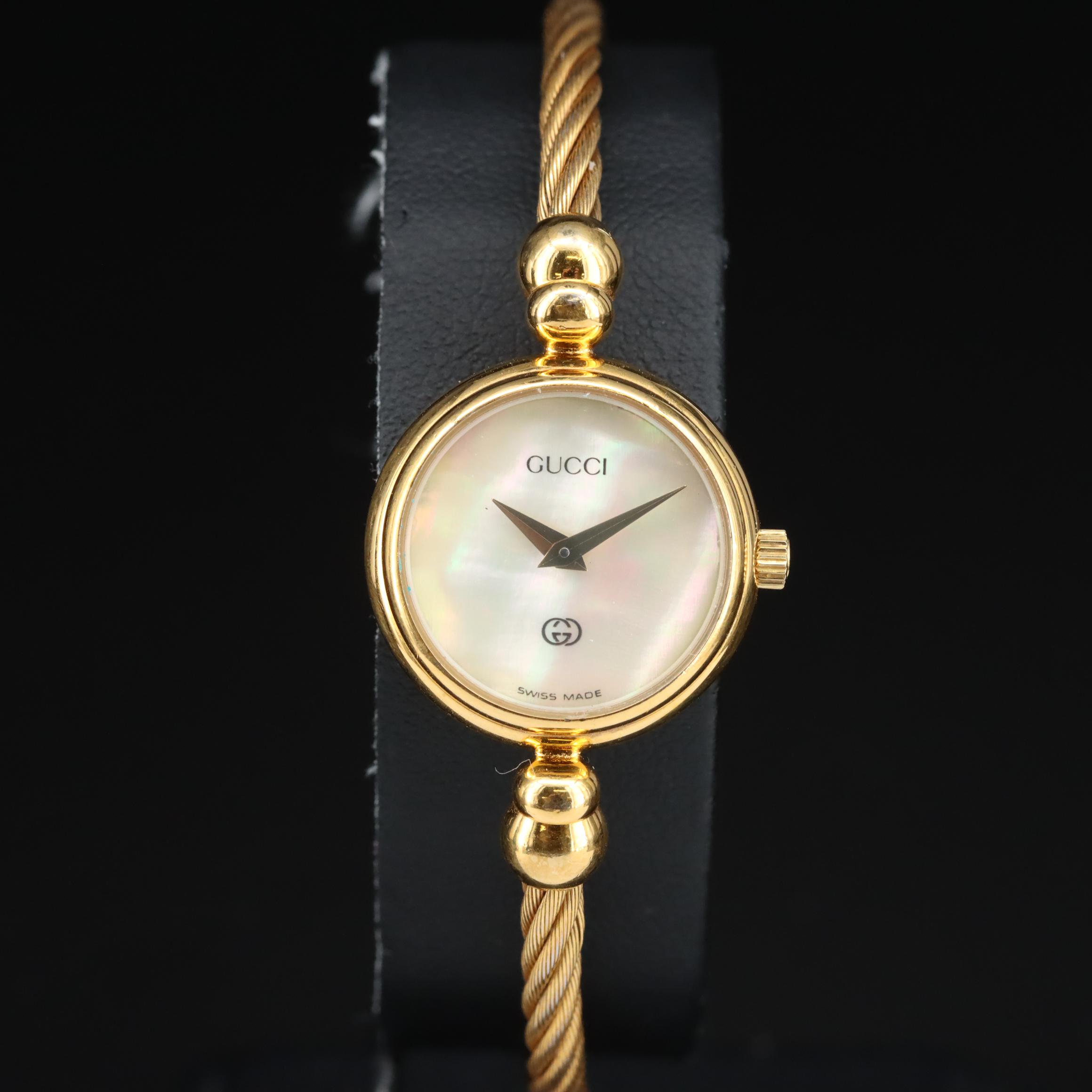Gucci Mother-of-Pearl Dial Cable Style Band Wristwatch | EBTH